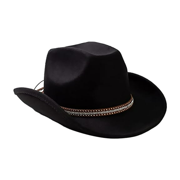 AWZXDE Women's Classic Wide Brim Cowboy Hat for Everyday Wear Solid ...