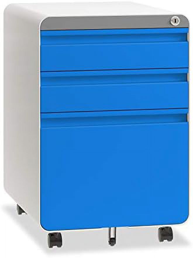 WTYNKAE 3 Drawer File Cabinet Metal Filing Cabinets with Lock Wheels ...
