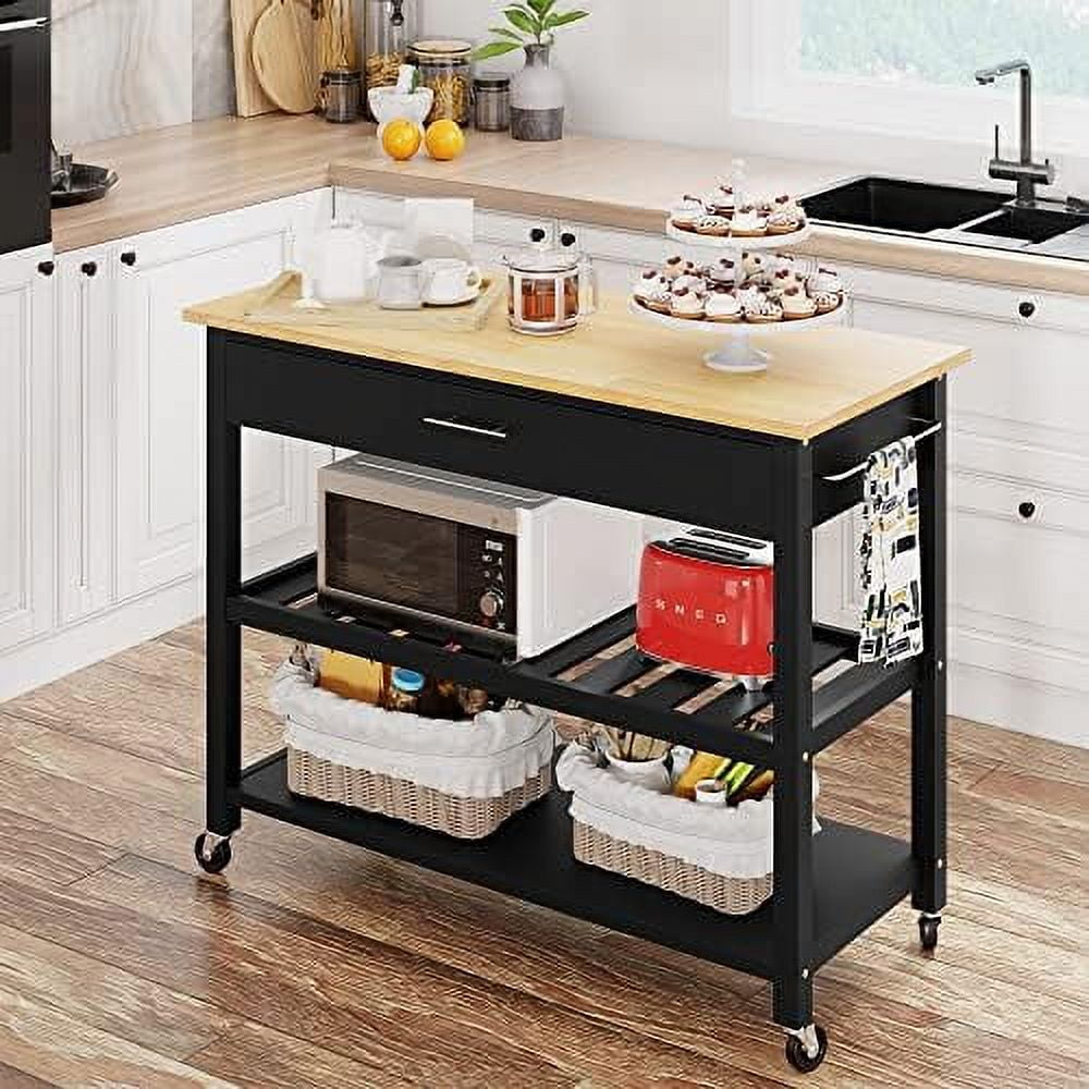 WTYNKAE QAQA Kitchen Island Cart cart on Wheels with ，Rolling Portable ...