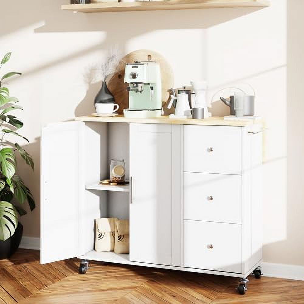 WTYNKAE QAQA Kitchen Island Cart cart on Wheels with ，Rolling Portable ...