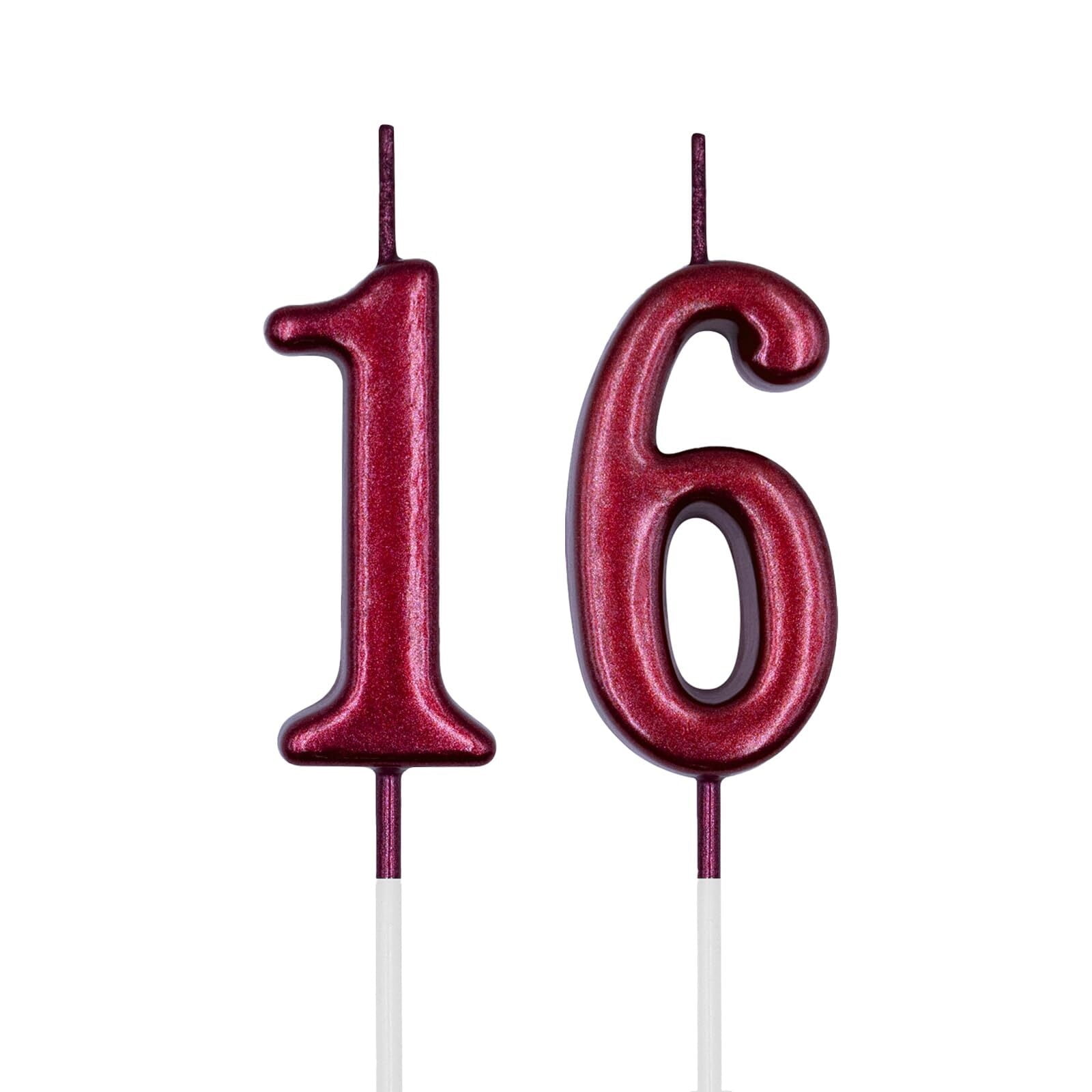 WTef 16th & 61st Birthday Candles, Blue Number 16 61 Candle for Cake ...