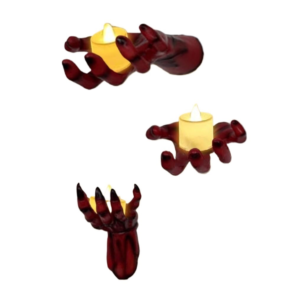 WTef 3 Pack Wall Mounted Creepy Reaching Hands with Lighted Candles ...