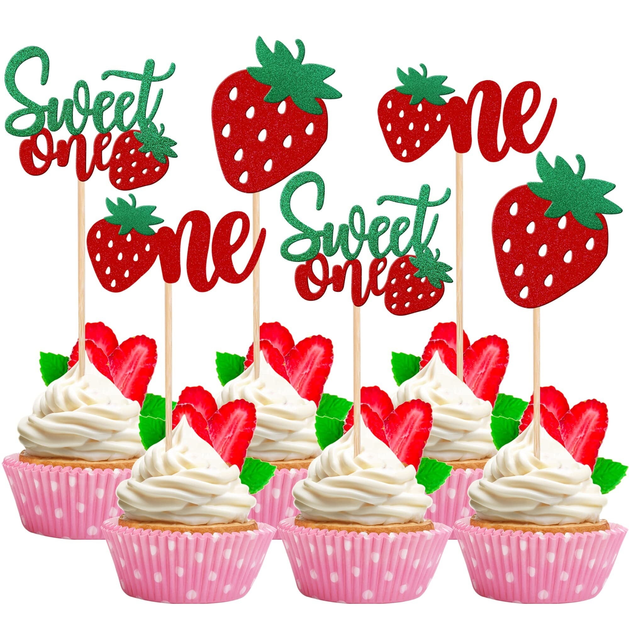 WTef Birthday Cake Topper with Flower Glitter Sweet Fruit Theme First ...