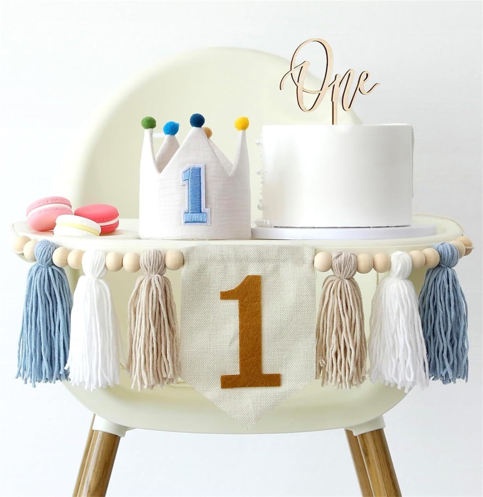 WTef Birthday Party Decorations Blue High Chair Banner Birthday Crown ...