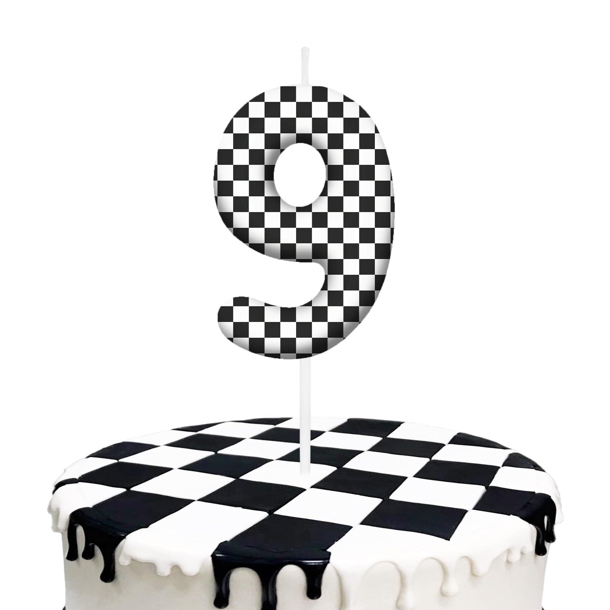 WTef Black White Checkered 4th Birthday Number Candles, Number 4 Candle ...