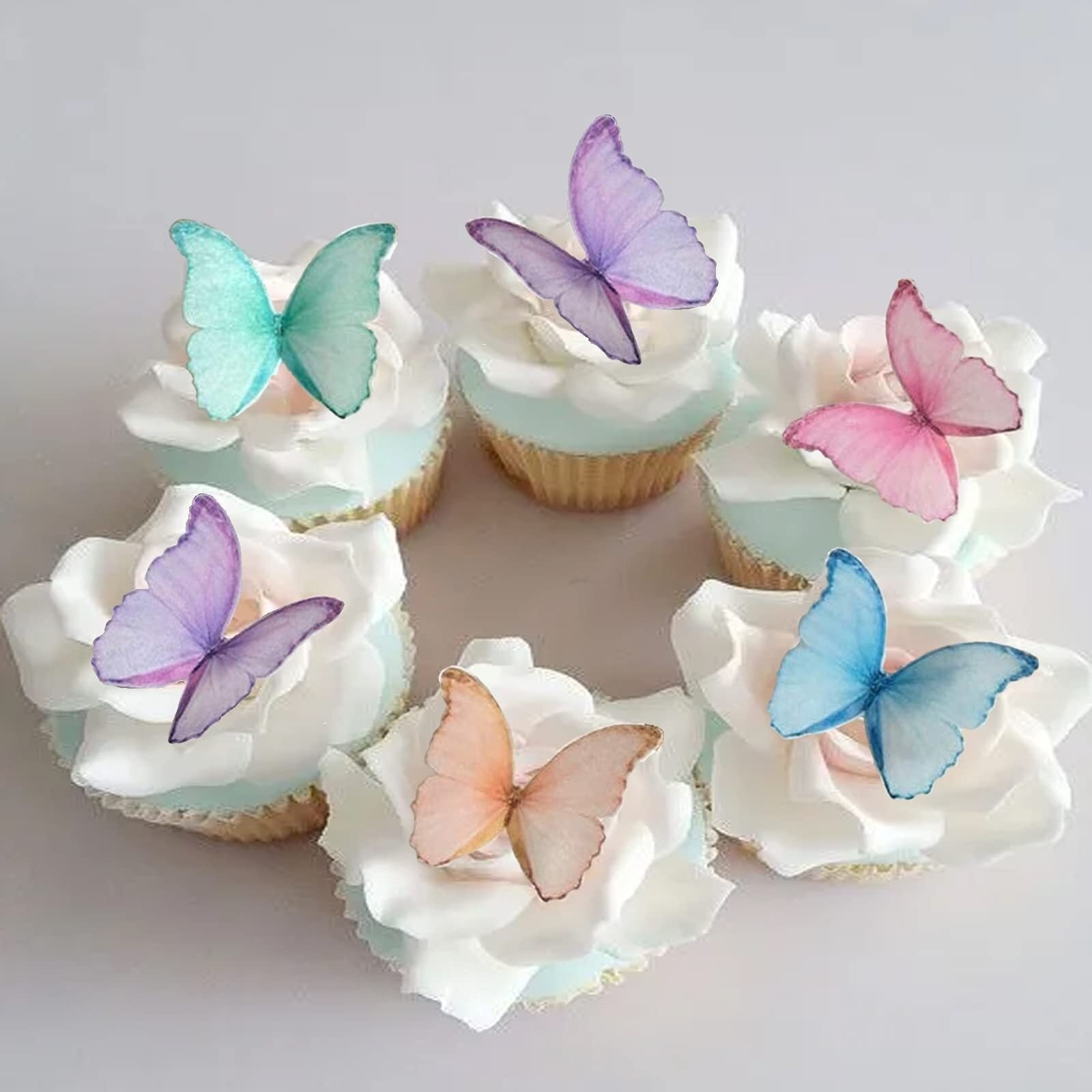 WTef Edible Wafer Paper Butterflies Set of 48 Purple Cake Decorations ...