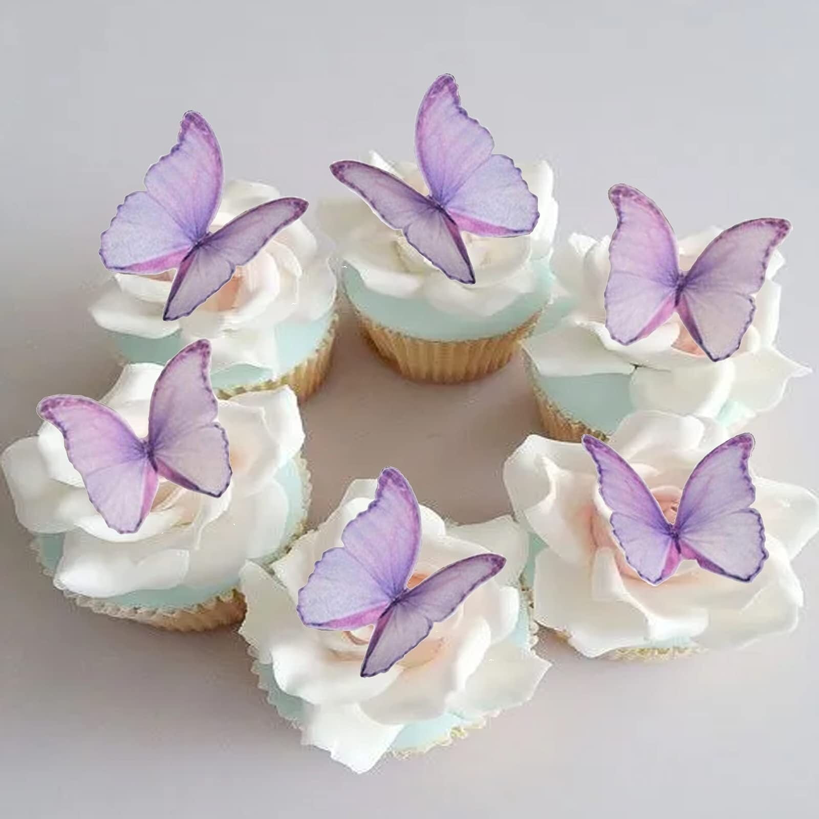WTef Edible Wafer Paper Butterflies Set of 48 Purple Cake Decorations ...
