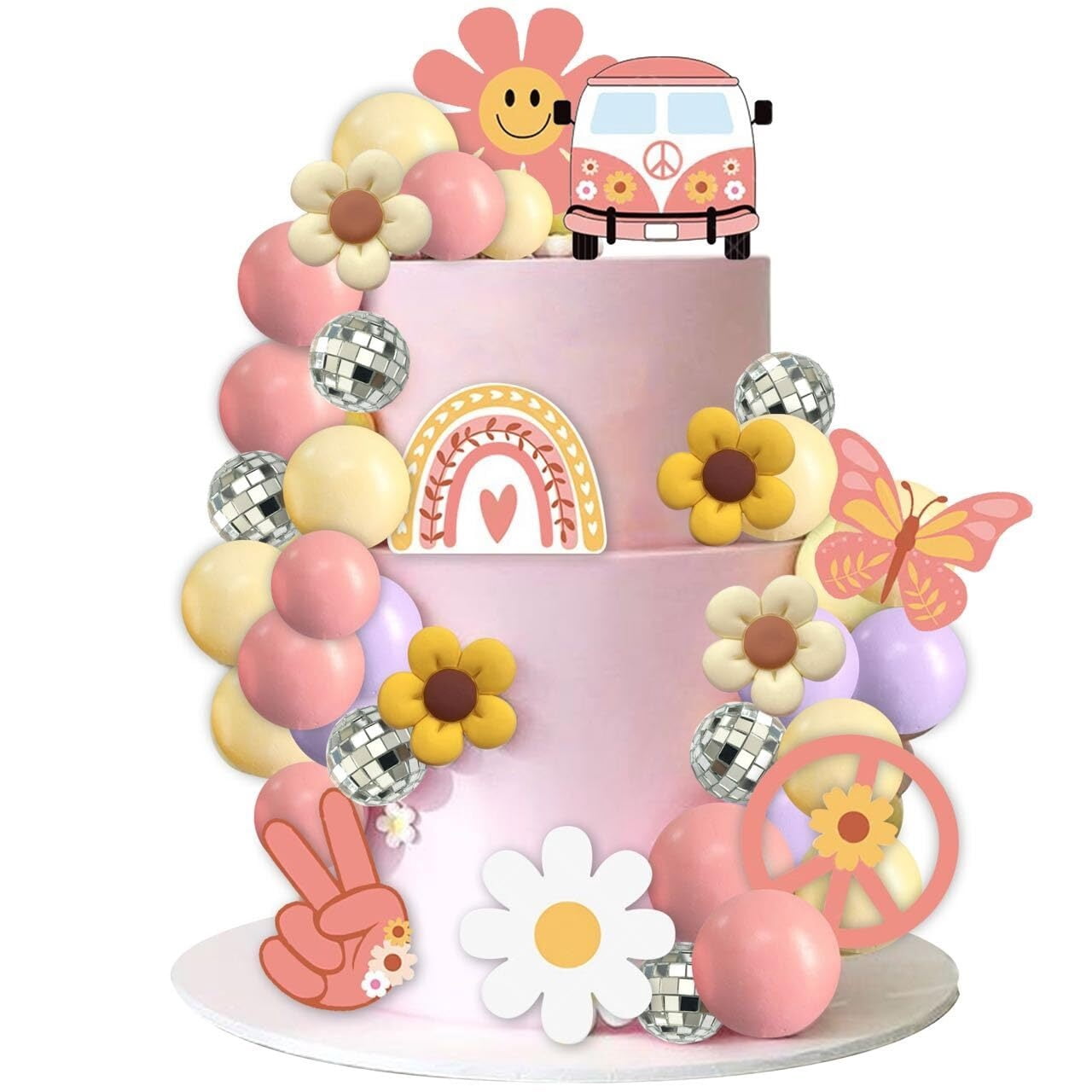 WTef Flower Boho Cake Toppers Butterfly Cake Décor Acrylic Minimalist ...