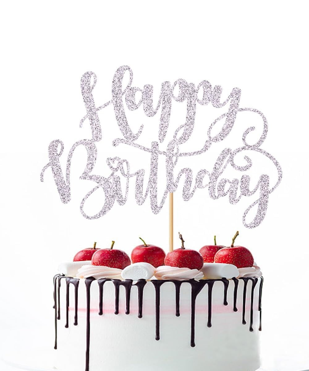 WTef Handmade Glitter Happy Birthday Cake Topper,Birthday Party Cake Decorations, Anniversary ...