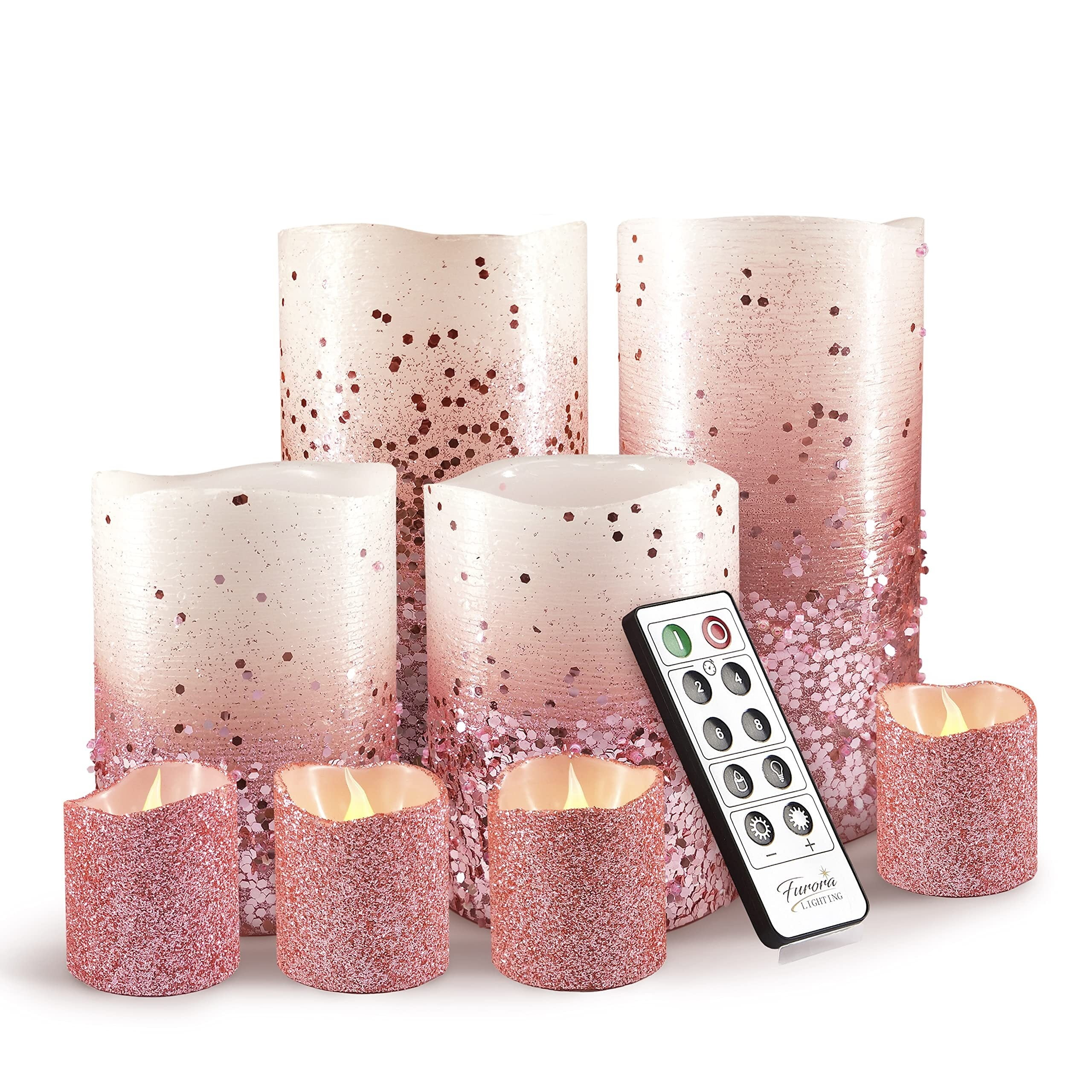 WTef LED Flameless Candles with Remote Control, in Set of 8, Real Wax Battery Operated Pillars ...