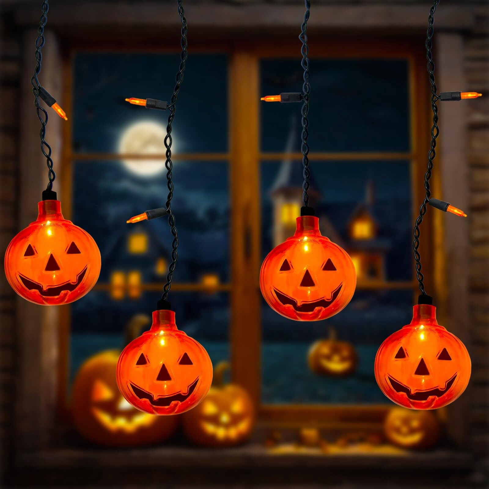 WTef LED Ghost String Lights Plug in, 8.5Ft Indoor/Outdoor Halloween ...