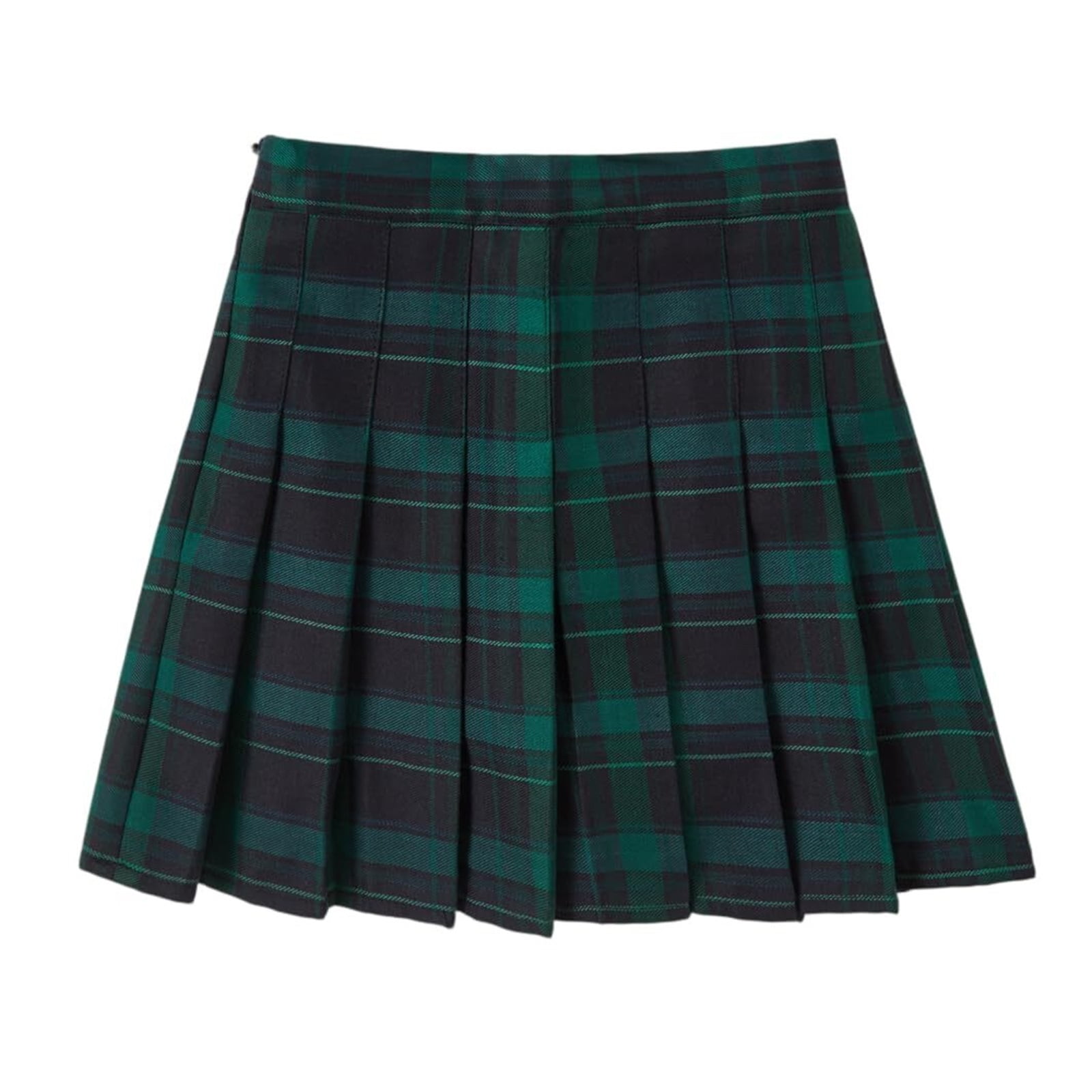 WTef Pleated Skirts School Kids Casual Mini Flare A Line Green Plaid ...