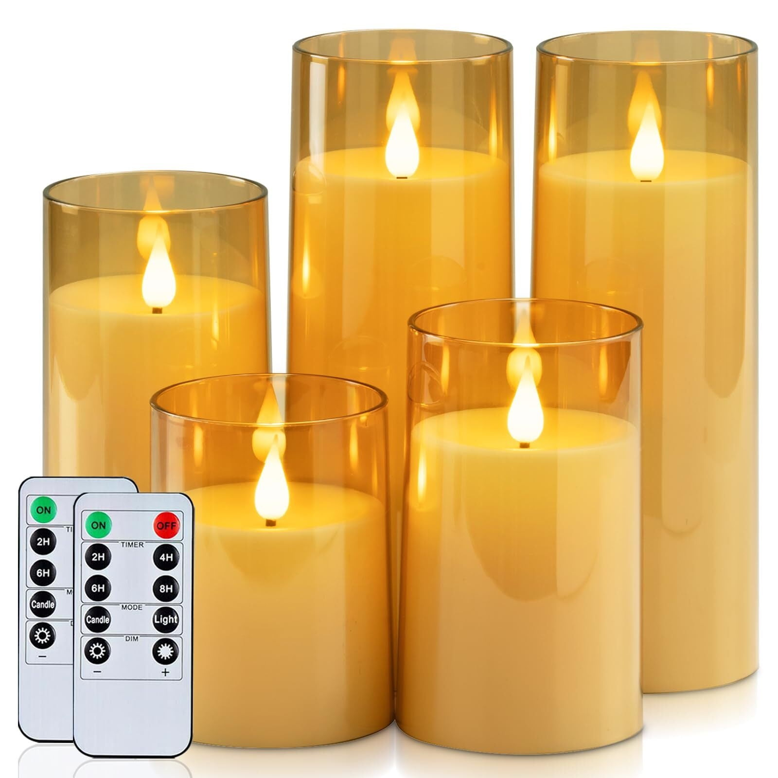 WTef Pure White Flickering Flameless Candles, Battery Operated Acrylic ...