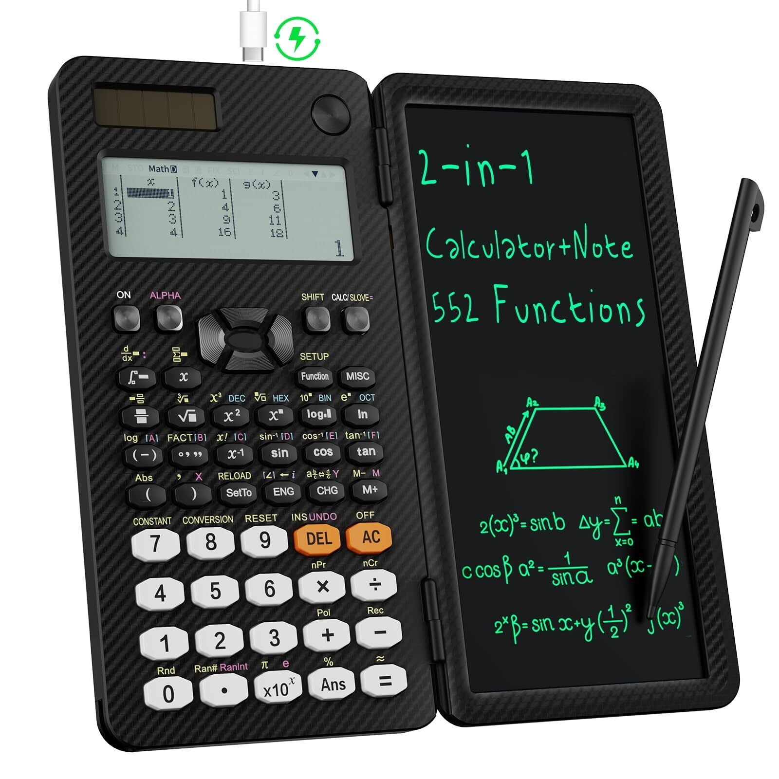 WTef Rechargeable Scientific Calculators, Multiview 4-Line Display with ...