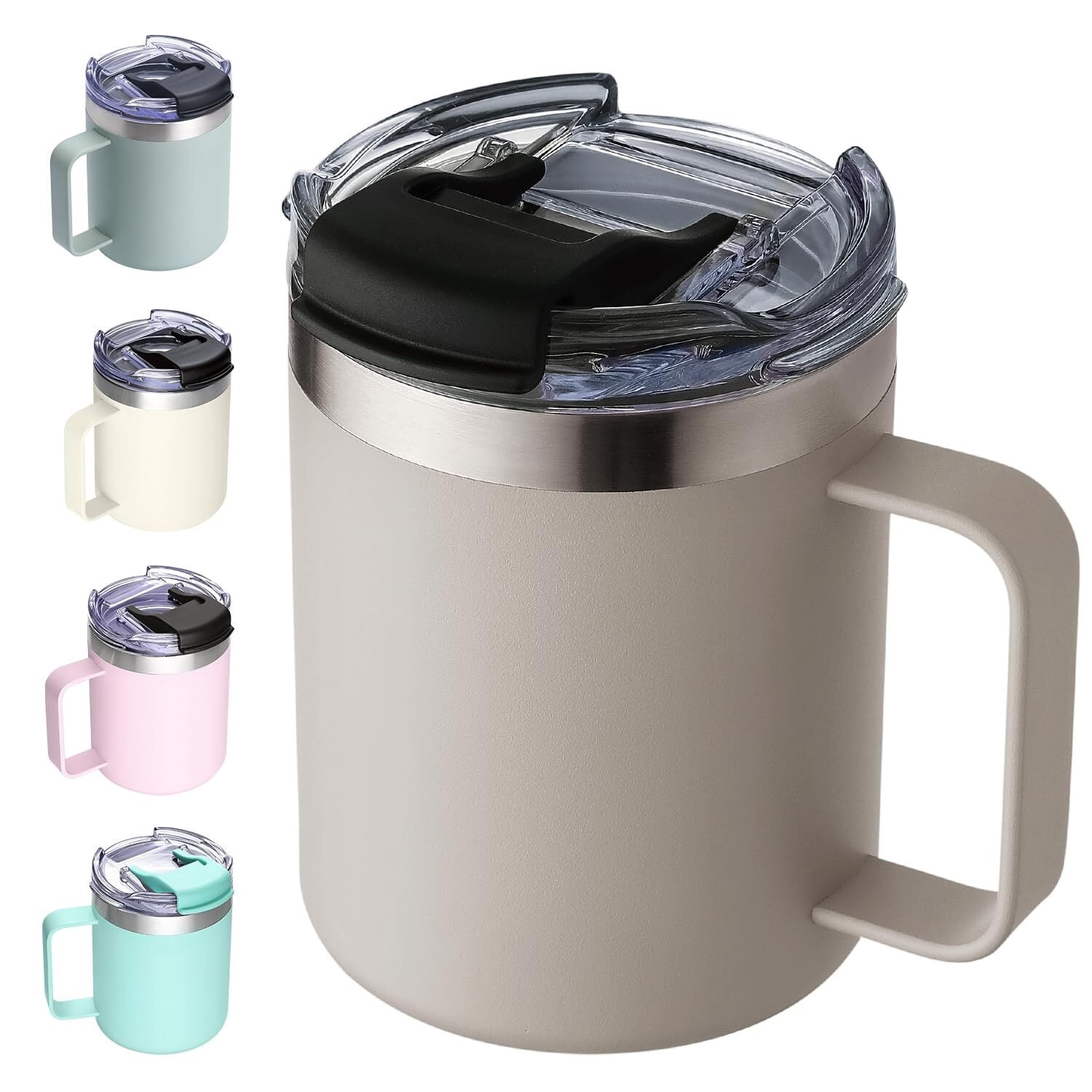 WTef Stainless Steel Insulated Coffee Mug with Handle, Double Wall ...
