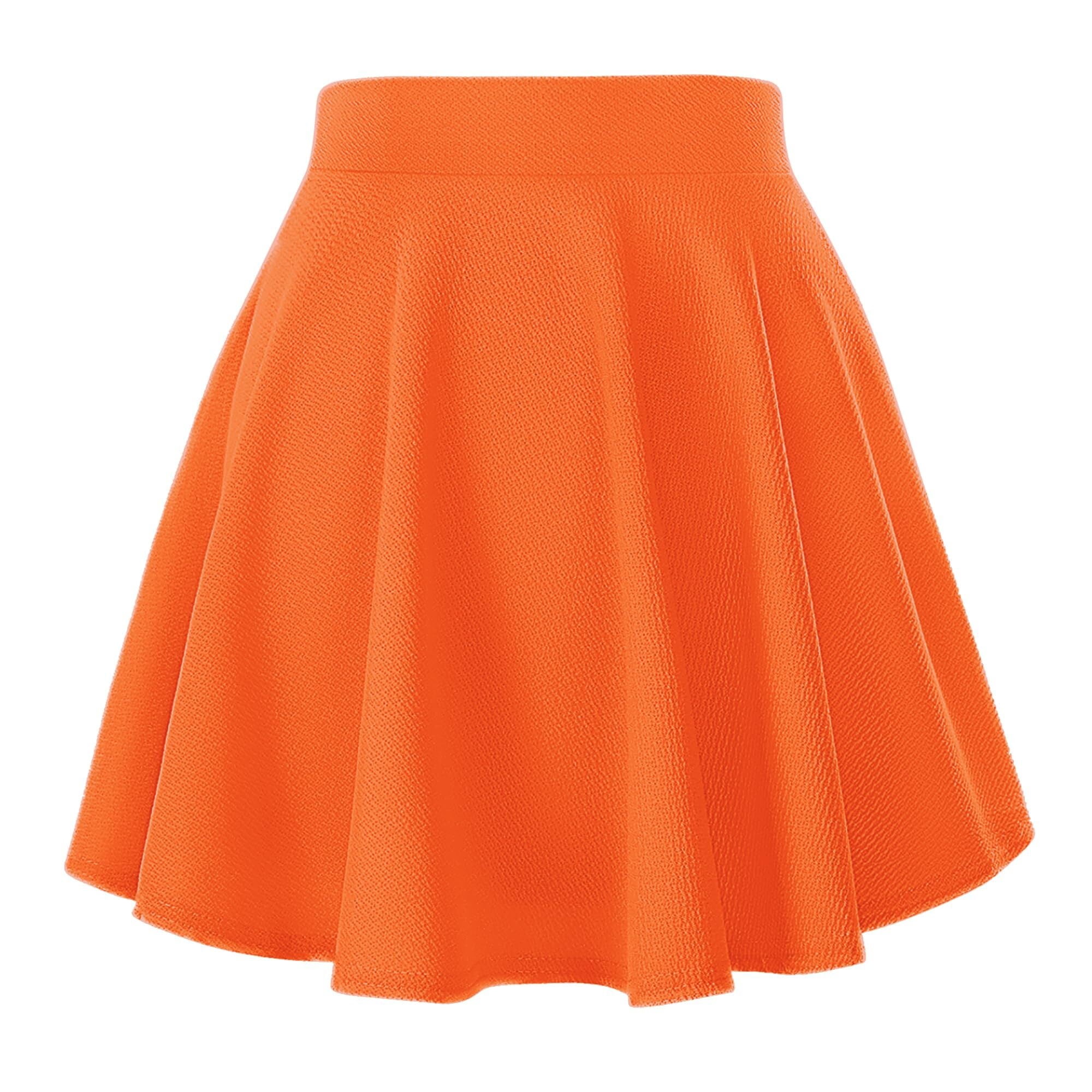 WTef Women's Basic Versatile Stretchy Flared Casual Mini Skater Skirt ...