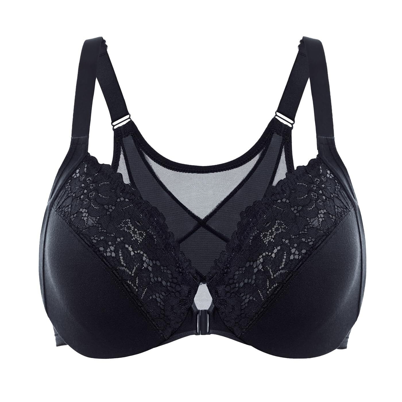 WTef Women's Front Closure Bras Posture Full Coverage Plus Size Lace ...