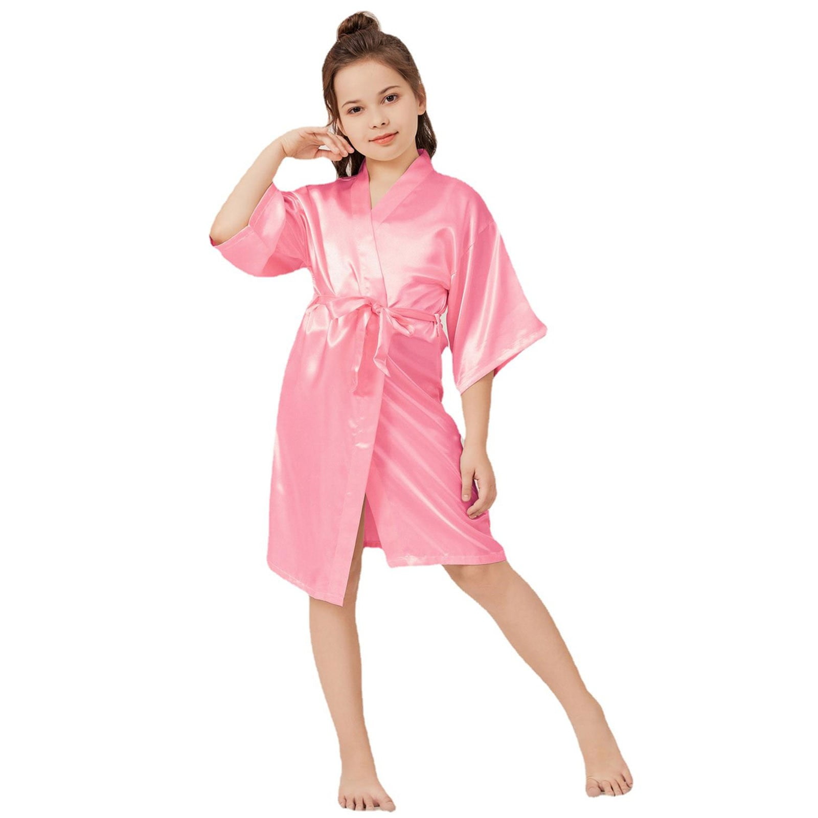 WUANDIXFA Kids Satin Robes for Girls Spa Birthday Party Spa Robes for ...