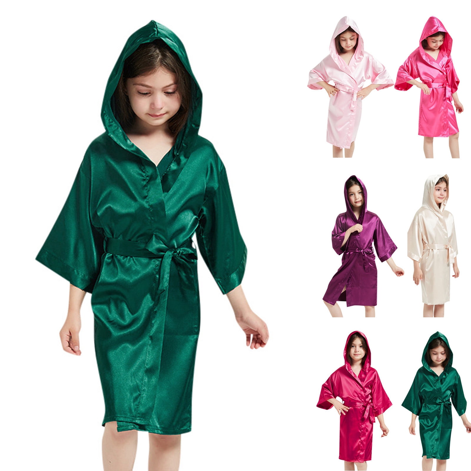 WUANDIXFA Robe for Kids Jackets for Kids Satin Robes Silk Sleepwear ...