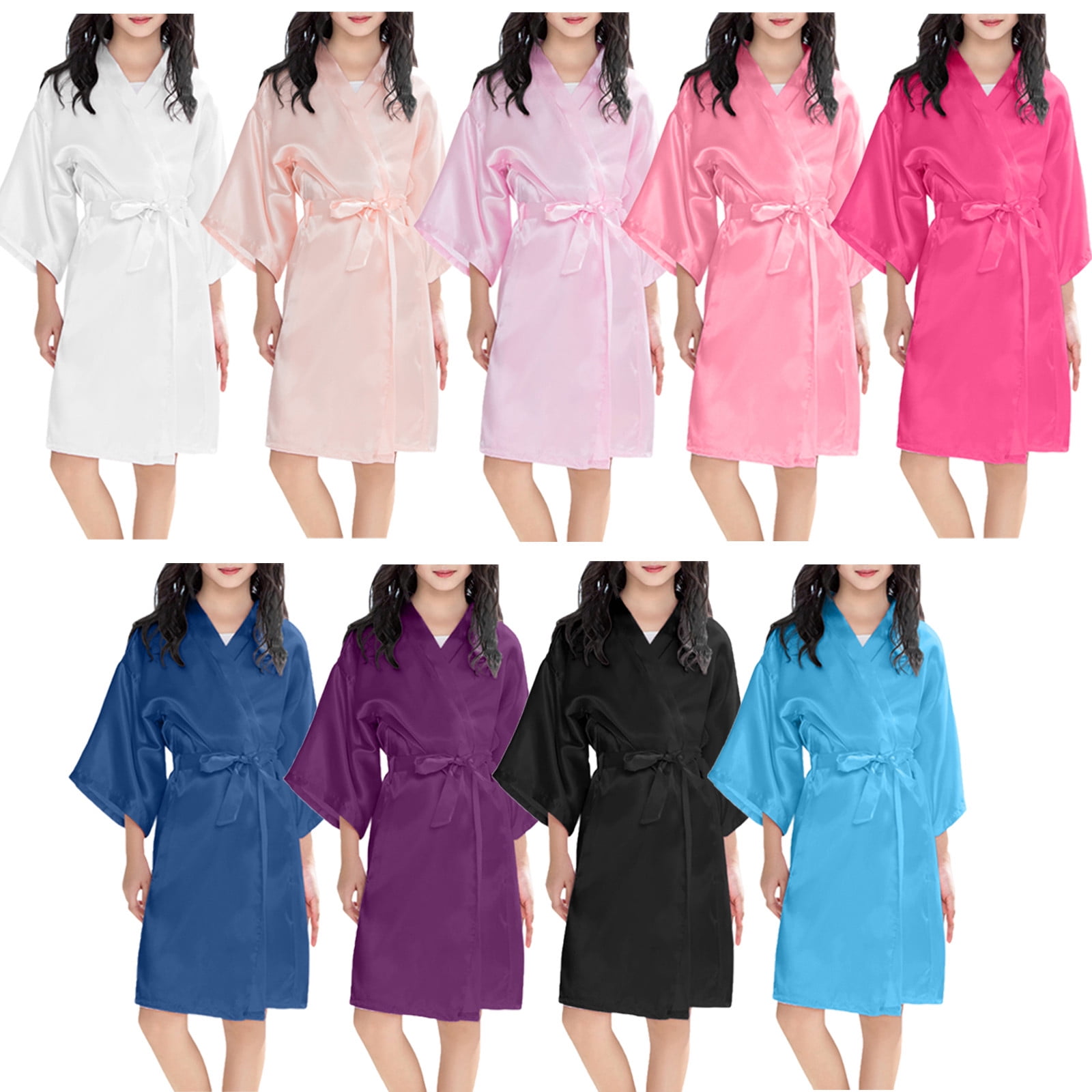 WUANDIXFA Robe for Girls Kid Toddler Baby Solid Girls Robes Silk Satin ...