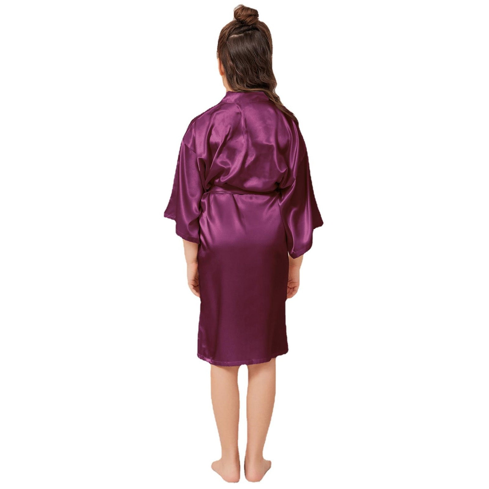 WUANDIXFA Spa Birthday Party Robes Girls Kid's Silky Satin Kimono Robes ...