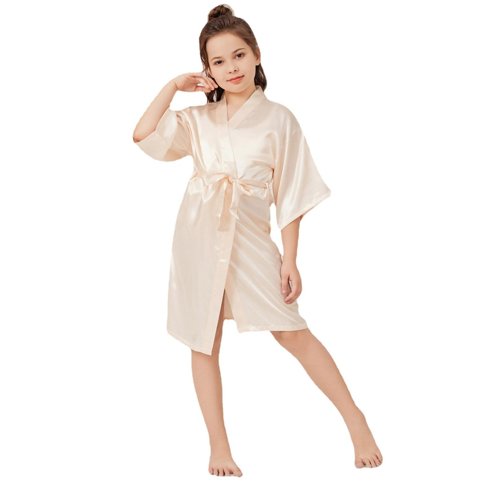 WUANDIXFA Spa Robes for Girls Party Flower Girl's Baby Pure-colored ...