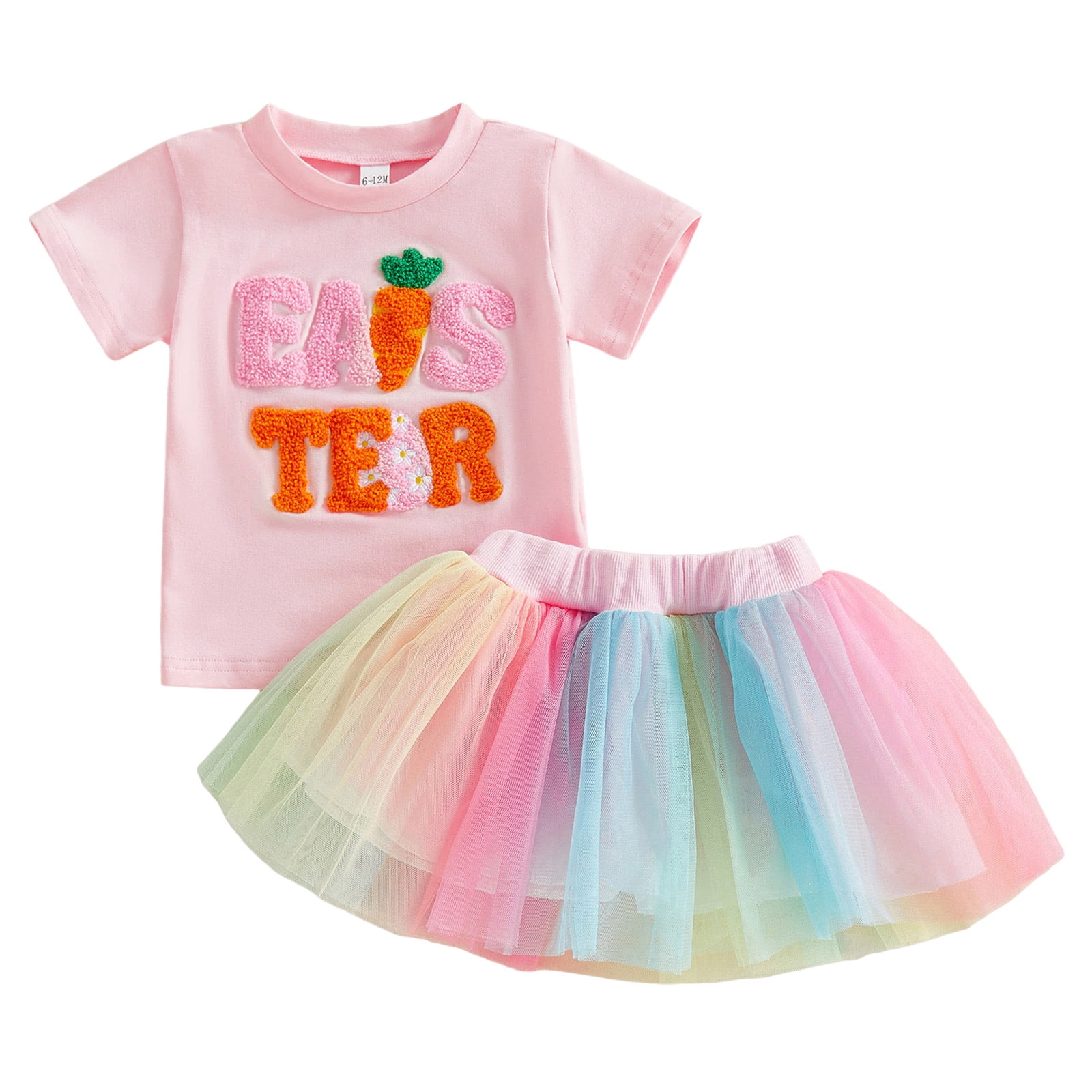 WUANDIXFA Toddler Girl Easter Outfit Carrot Short Sleeve Kids Baby Tee ...