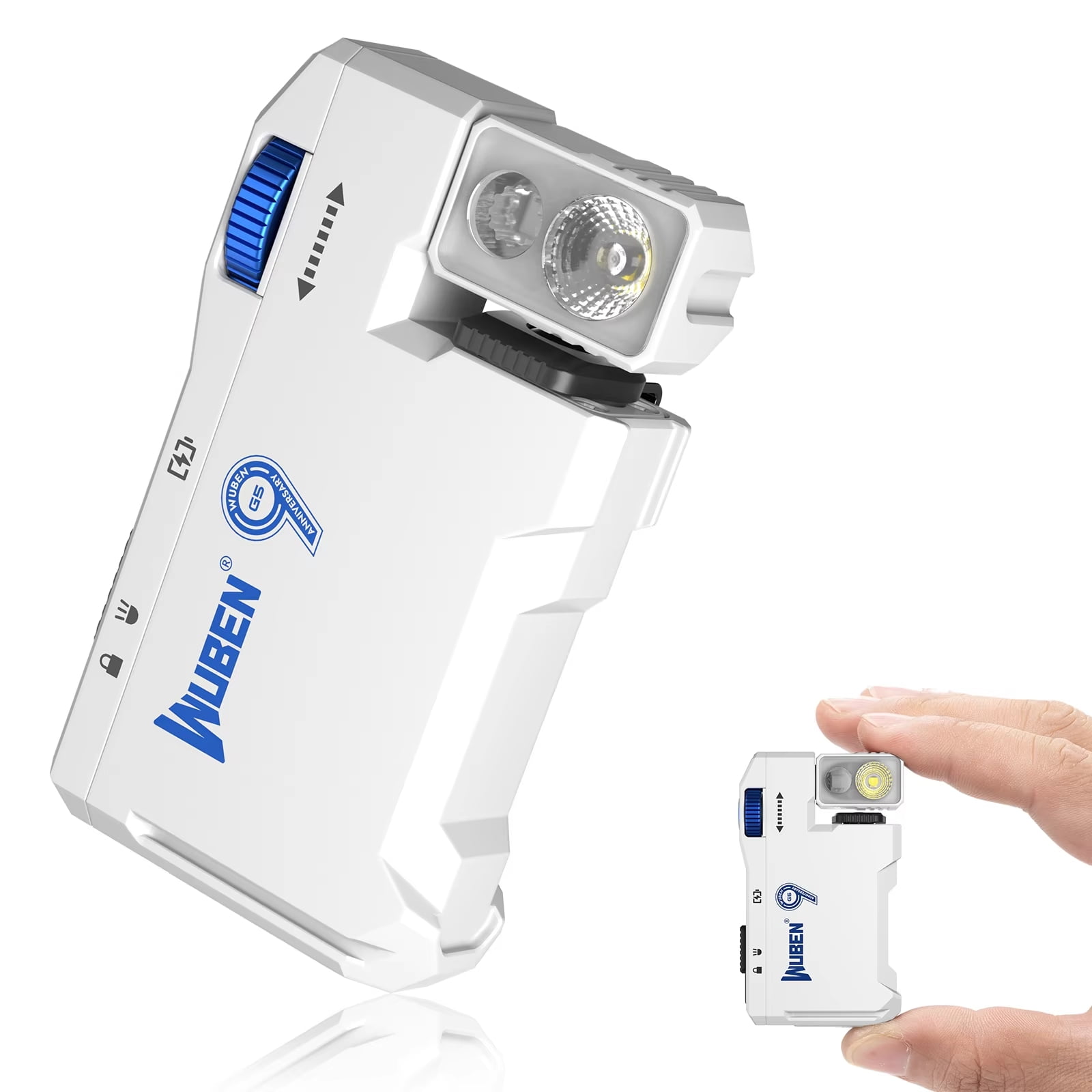 WUBEN G5 Rechargeable EDC Flashlight, 400 Lumens Dual Light Source Mini ...