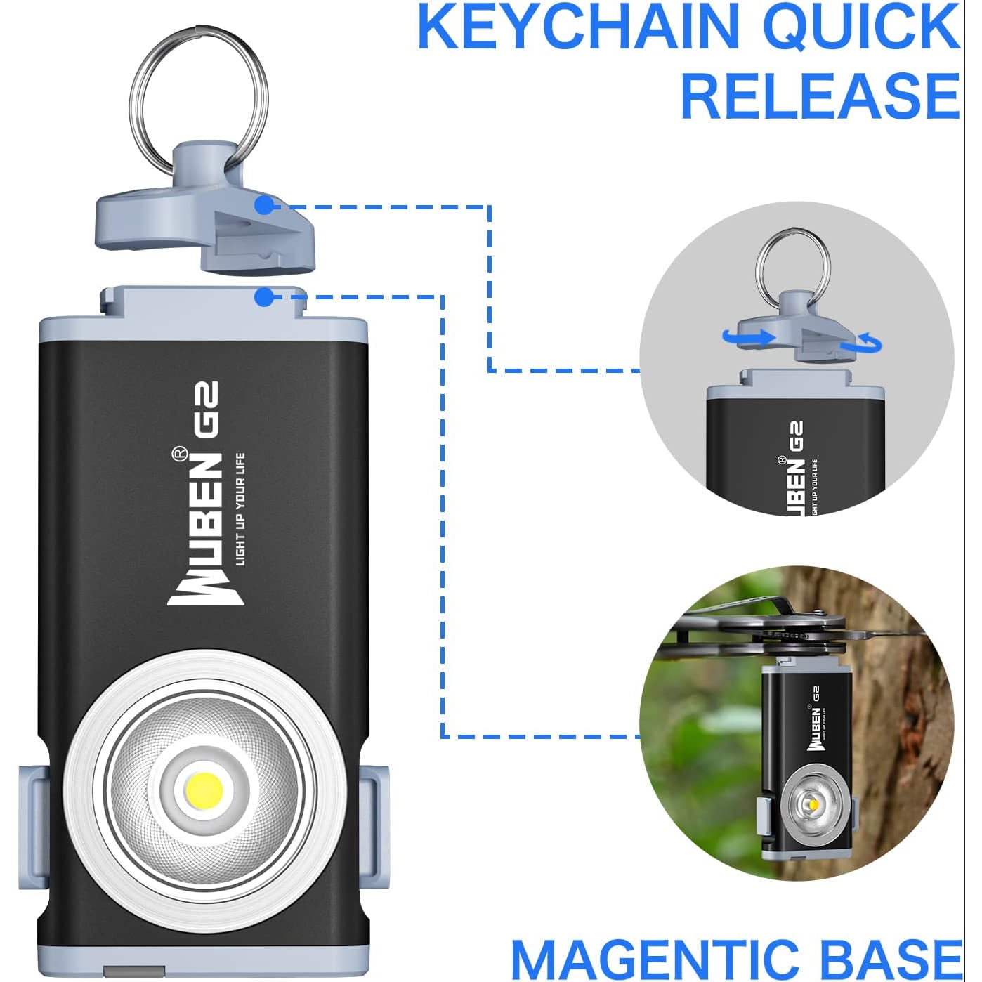 WUBEN Mini Flashlight Keychain 500Lumens Bright 5 Modes Pocket ...