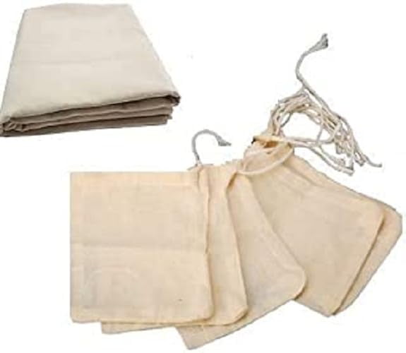 WUD 5 Pc Muslin Cheese Cloth Bag and 1x1 mtr Muslin Cloth for Kitchen ...