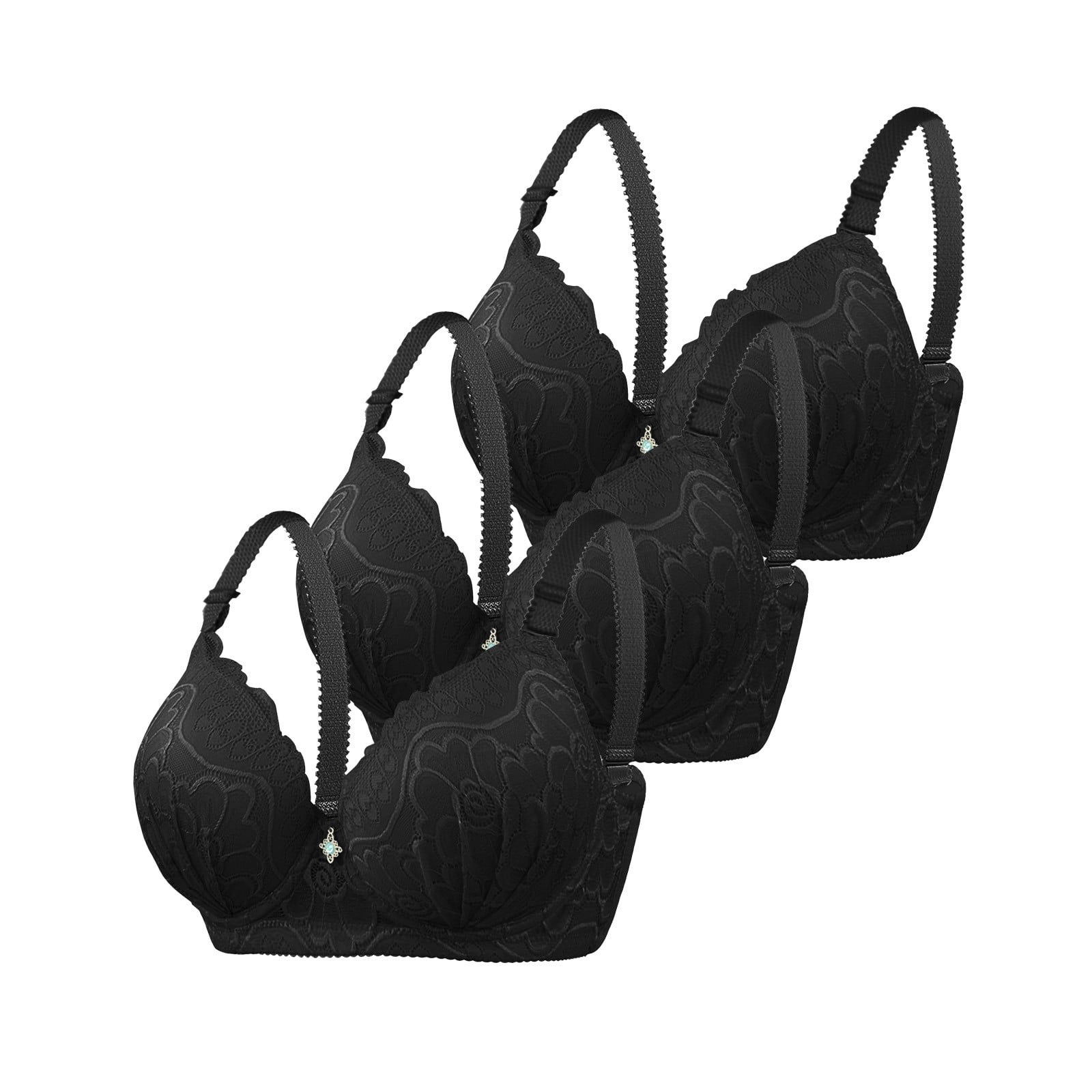 WUDATI Wireless Lace Bra Plus Size Comfortable Support Adjustable ...