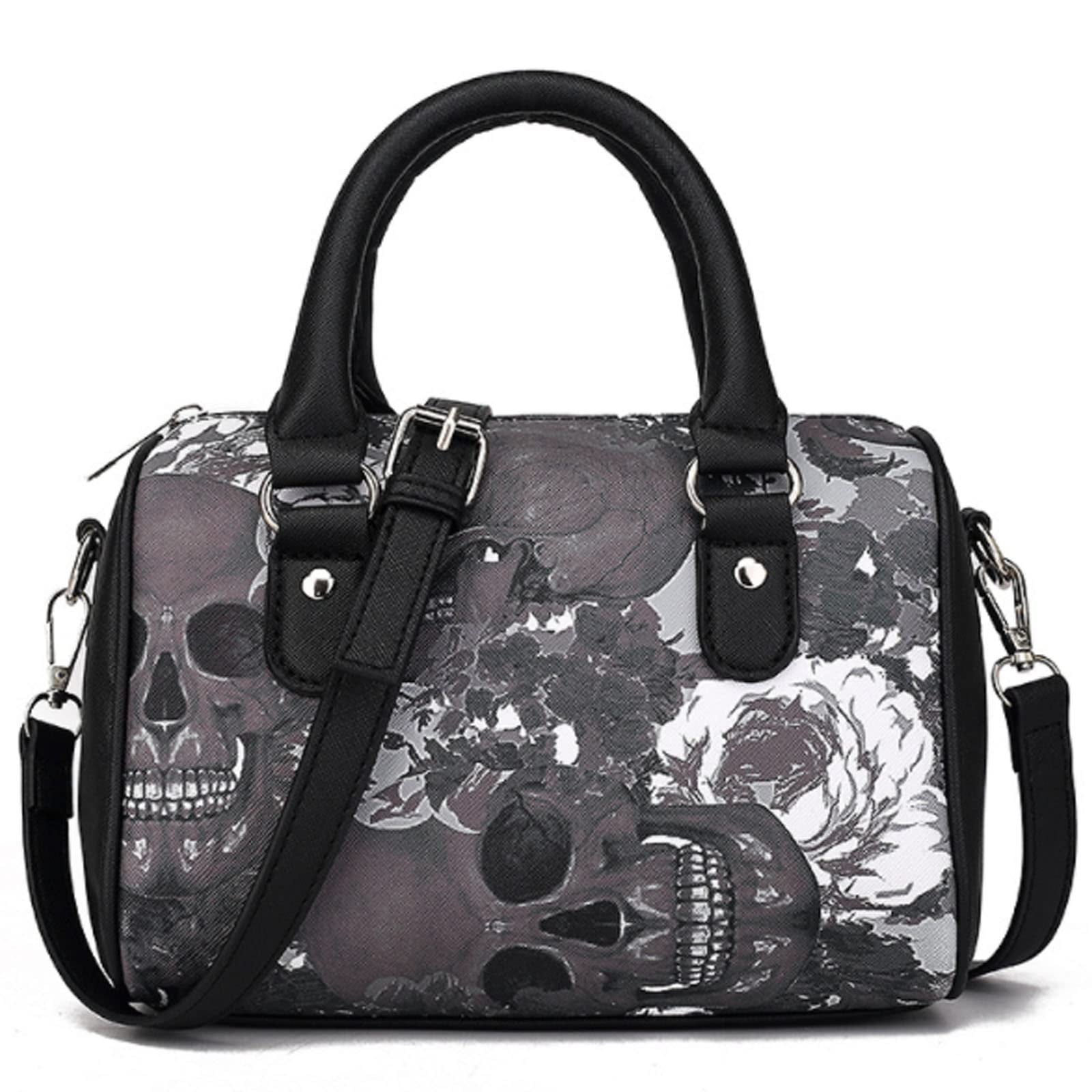 WUDFUME Women Gothic Purse Top-handle Handbag Nylon Punk Satchel Tote ...