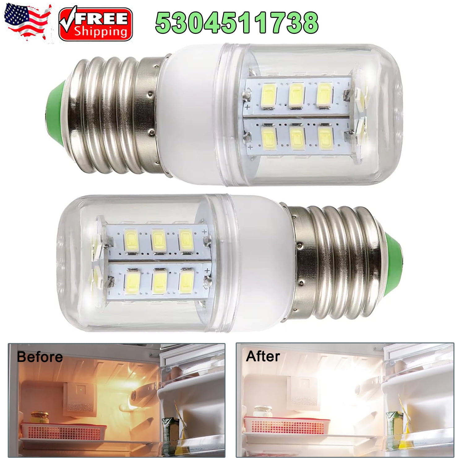 WUHAO LED Refrigerator Light Bulbs, 3.5W E27 Base, Compact Corn Lamp ...