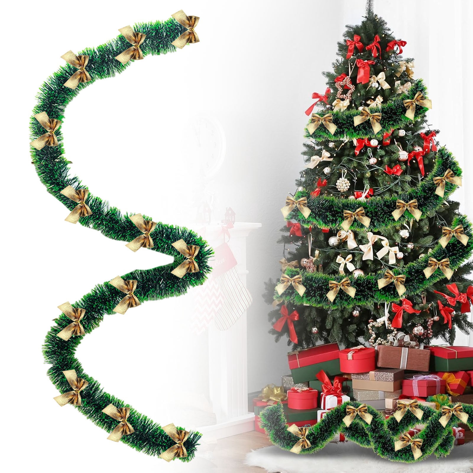 WUJDF 6.56 Feet Christmas Tinsel Garland Artificial Christmas Garland ...