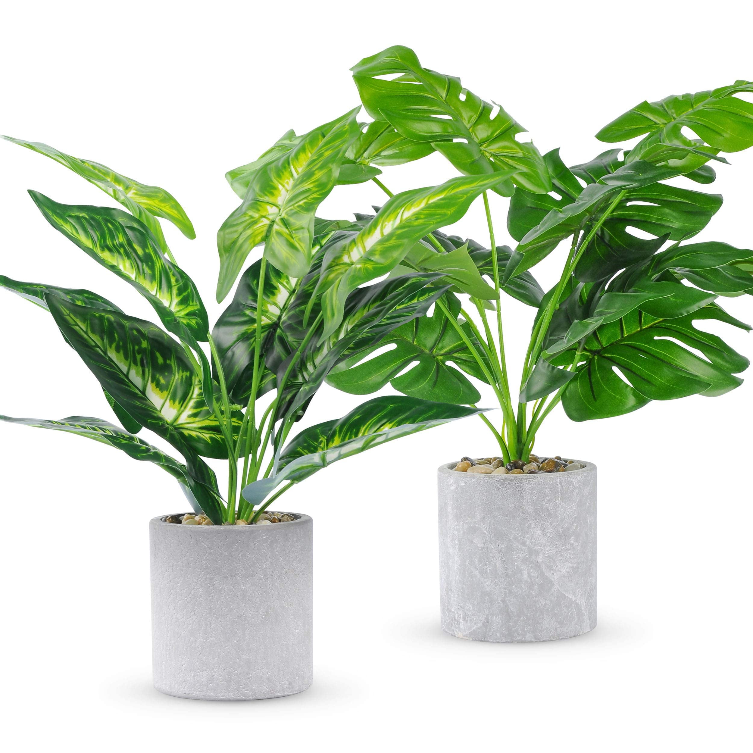 WUKOKU 2pcs Fake Plants 16" Faux Plants Artificial Potted Plants Indoor ...