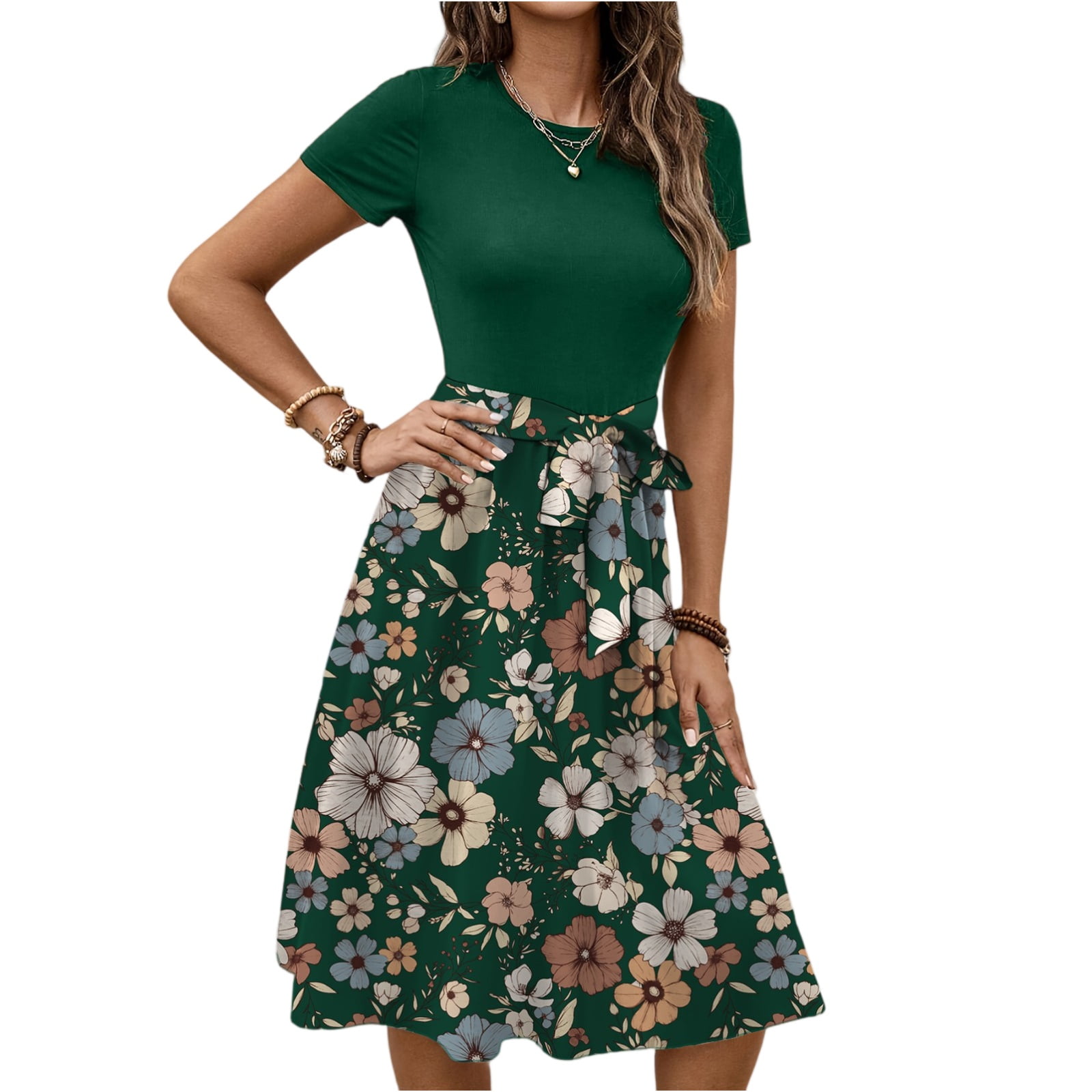 WULMLEO Dresses for Women 2025 Elegant Classy Summer Retro Patterned ...