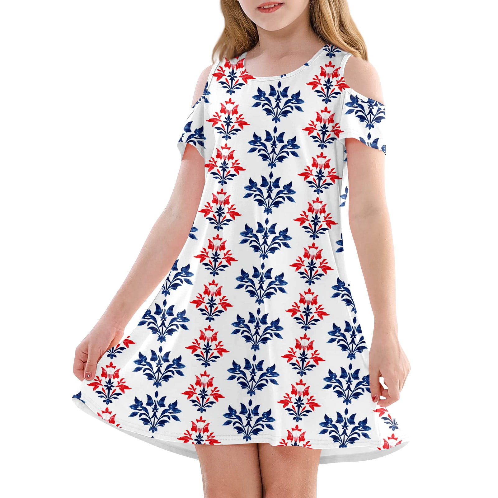 WULMLEO Fourth Of July Girls Dresses 11-12 Years Usa American Flag Crew ...