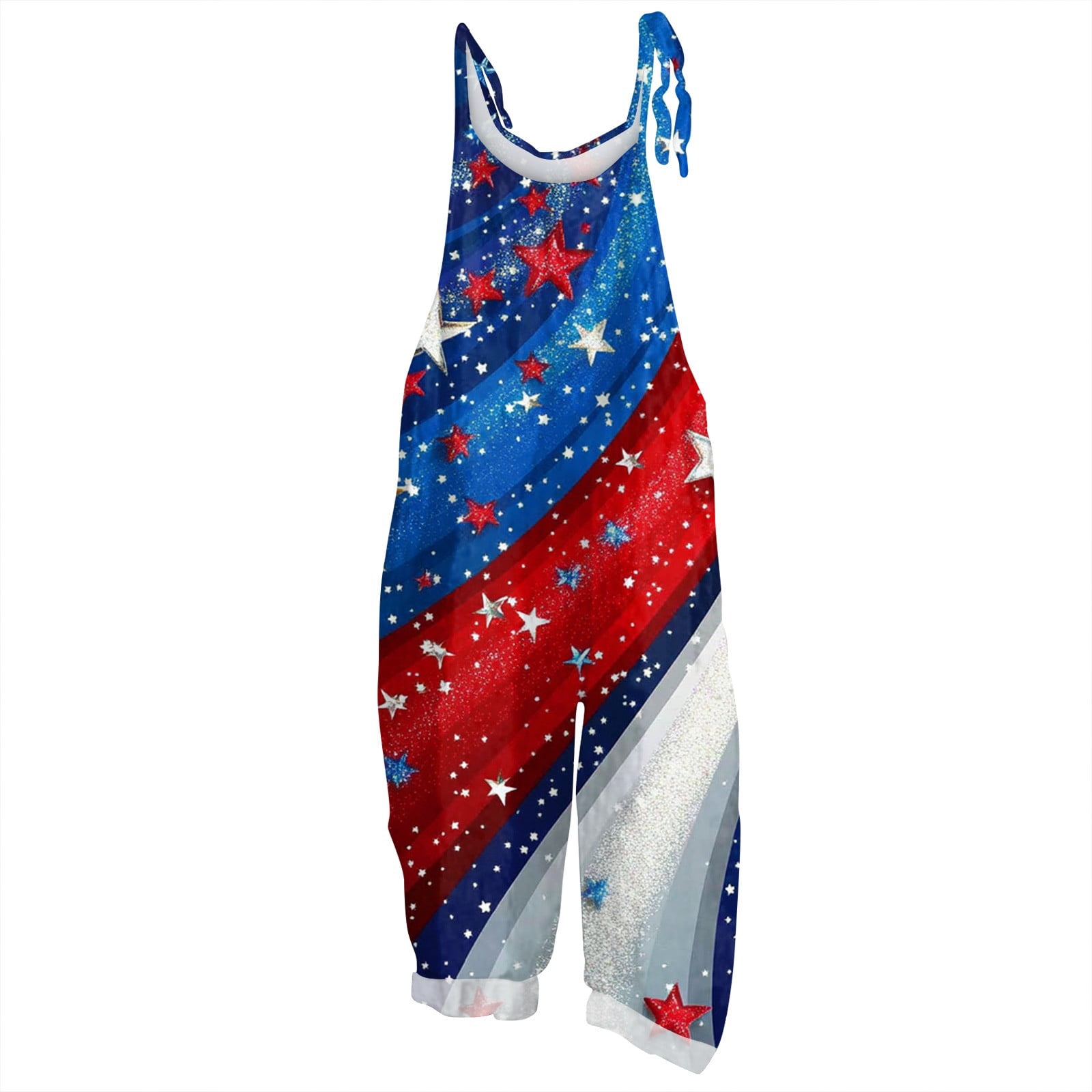 WULMLEO Fourth Of July Womens Jumpsuit Usa American Flag Crew Neck Red ...