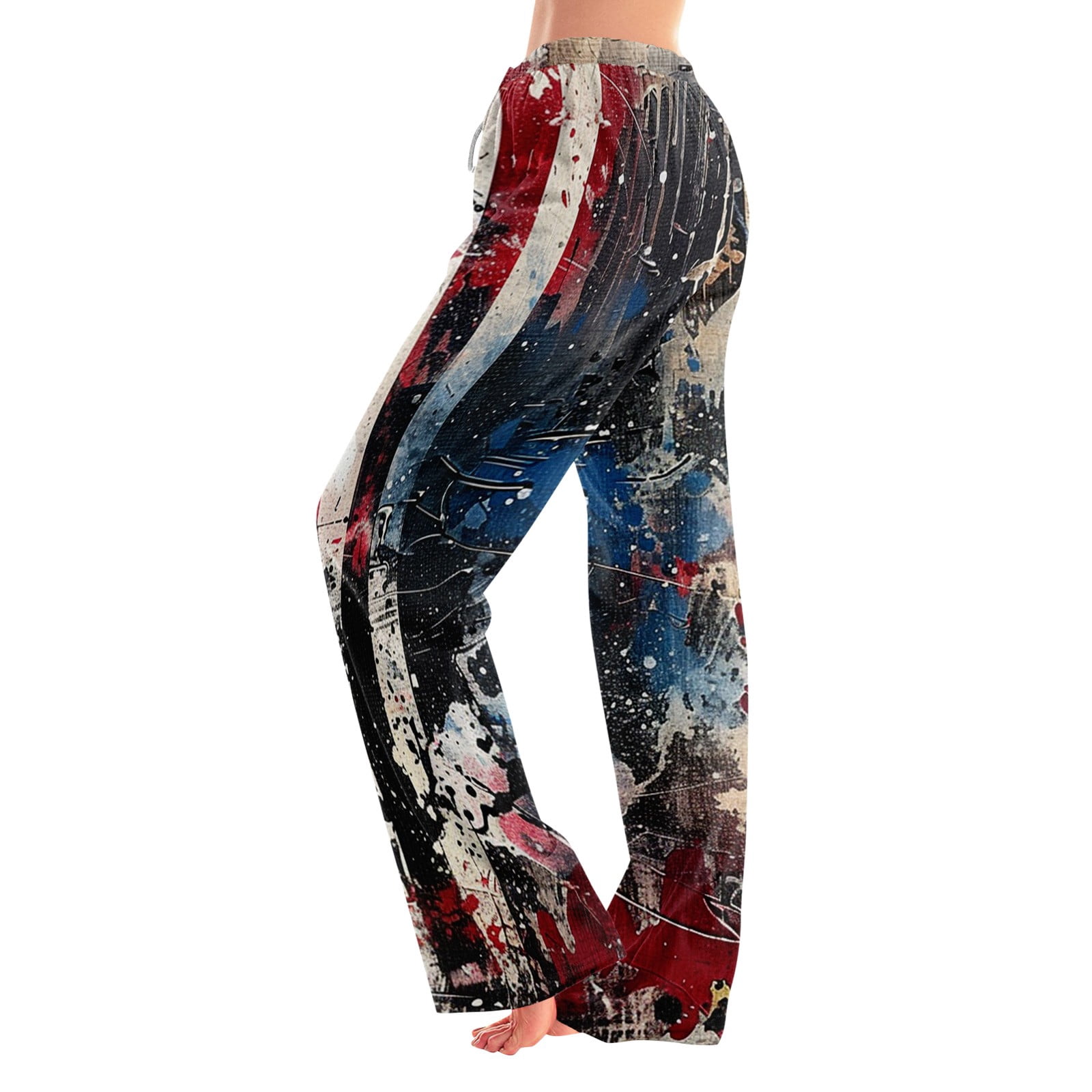 WULMLEO Fourth Of July Womens Pajamas Usa American Flag High Elastic ...