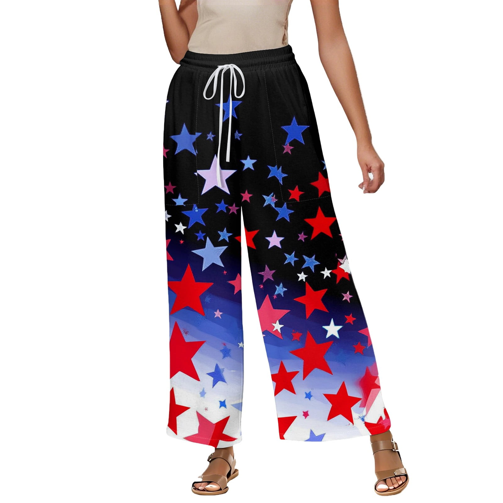 WULMLEO Fourth Of July pants for Women 1776 Patriotic High Elastic ...