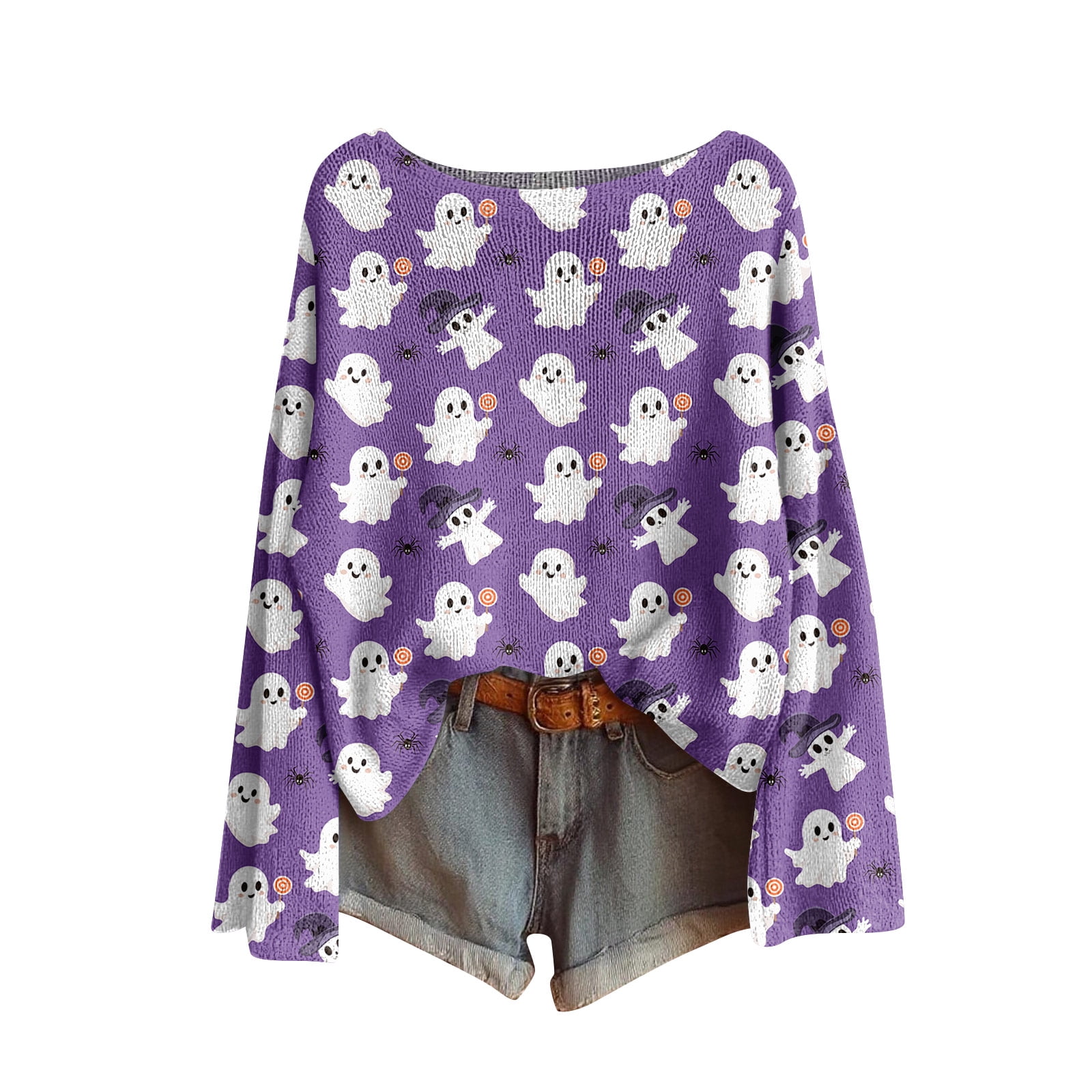 WULMLEO Halloween Women Pumpkin Sweaters Lightweight Plus Size Kint ...