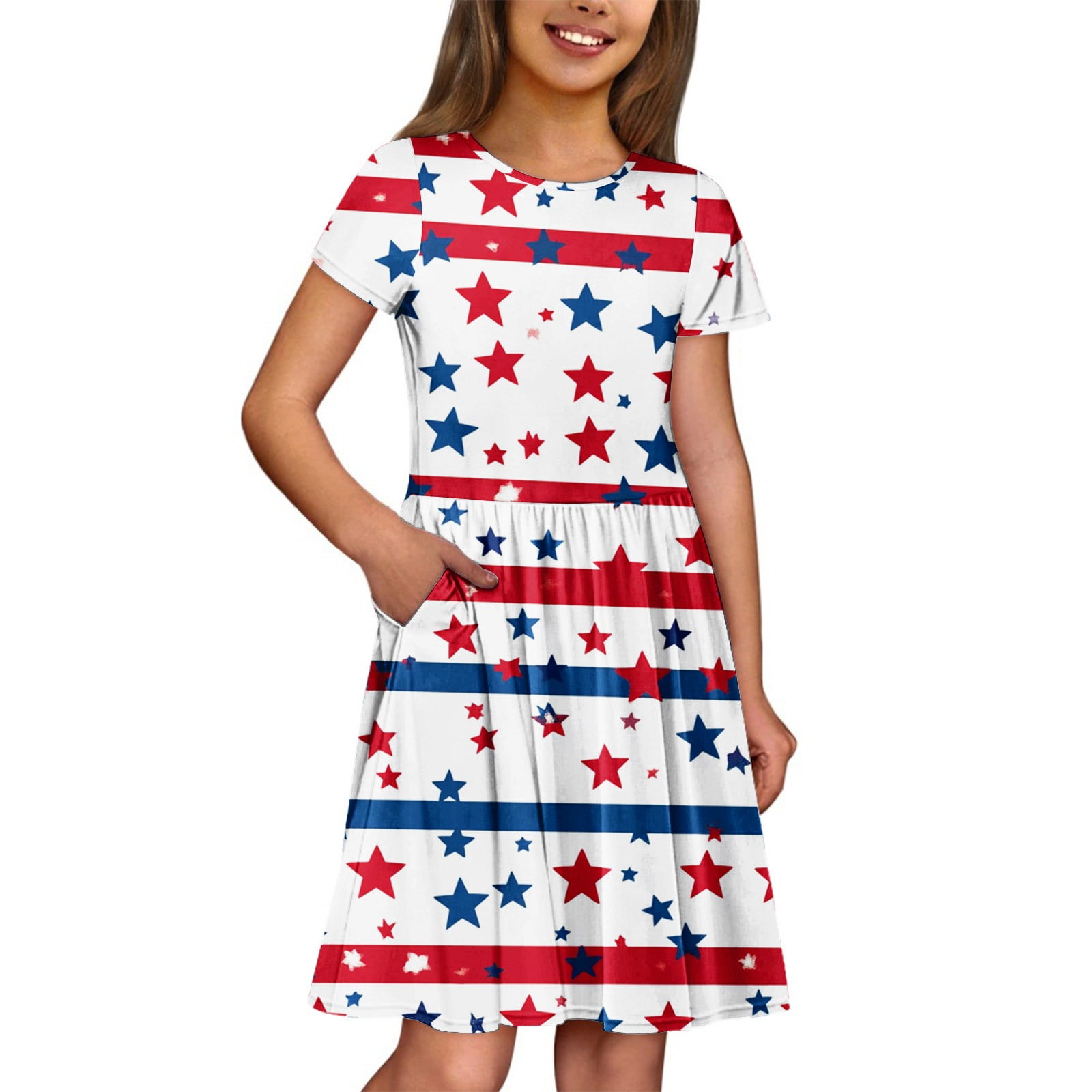 WULMLEO Independence Day Girls Dresses 11-12 Years Red White and Blue ...