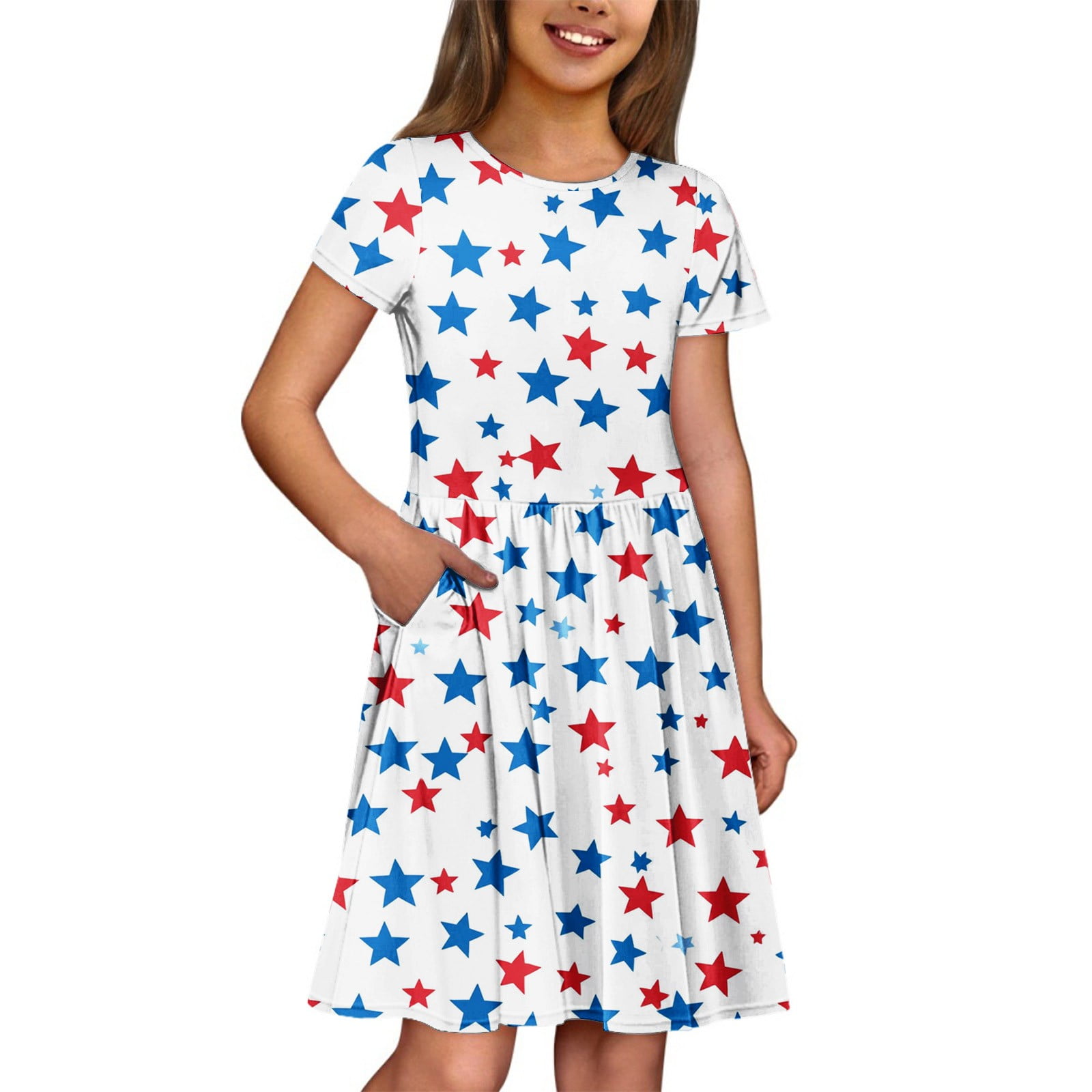 WULMLEO July 4th Girls Dresses 11-12 Years 1776 Patriotic Flowy Usa ...