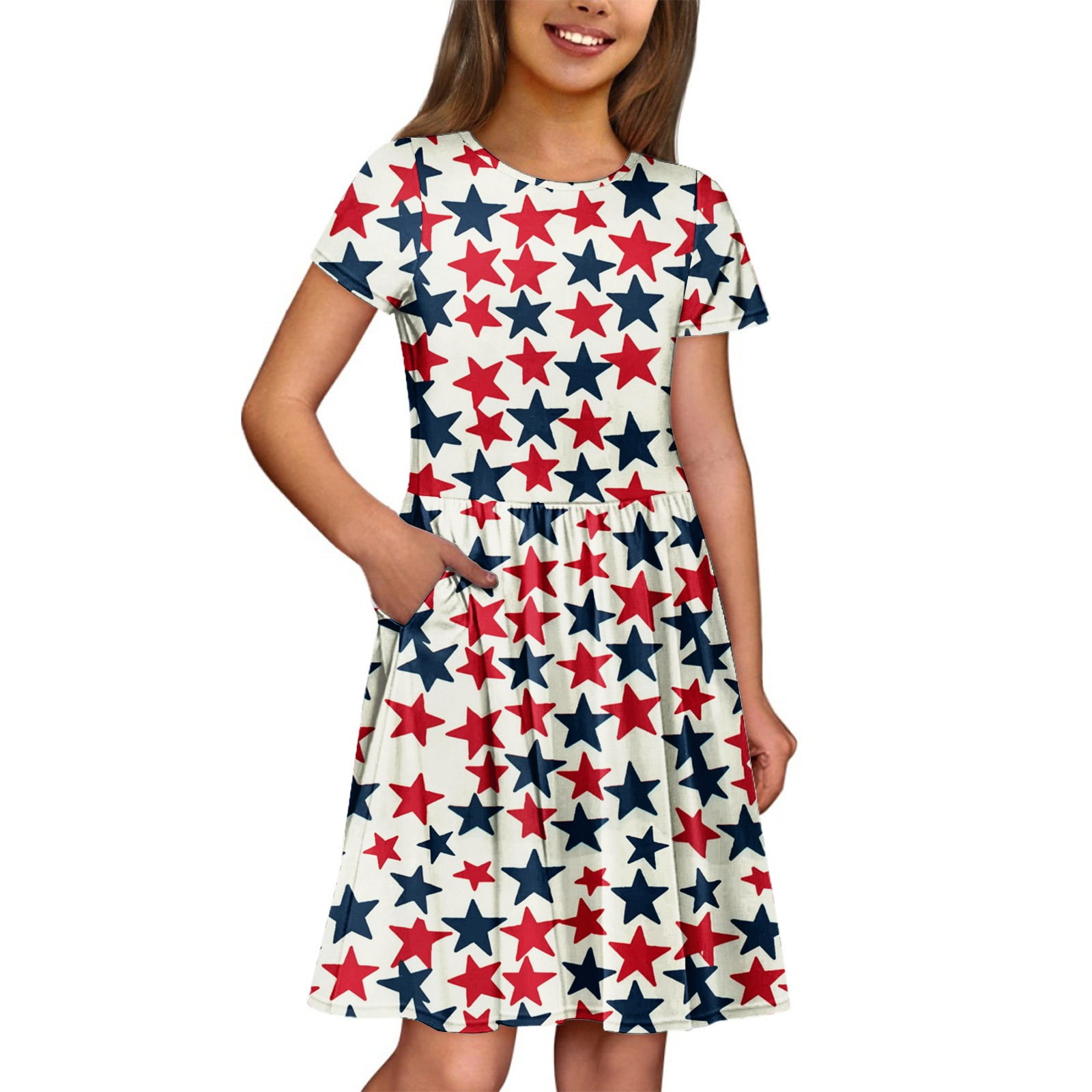 WULMLEO July 4th Girls Dresses 11-12 Years Red White and Blue Short ...