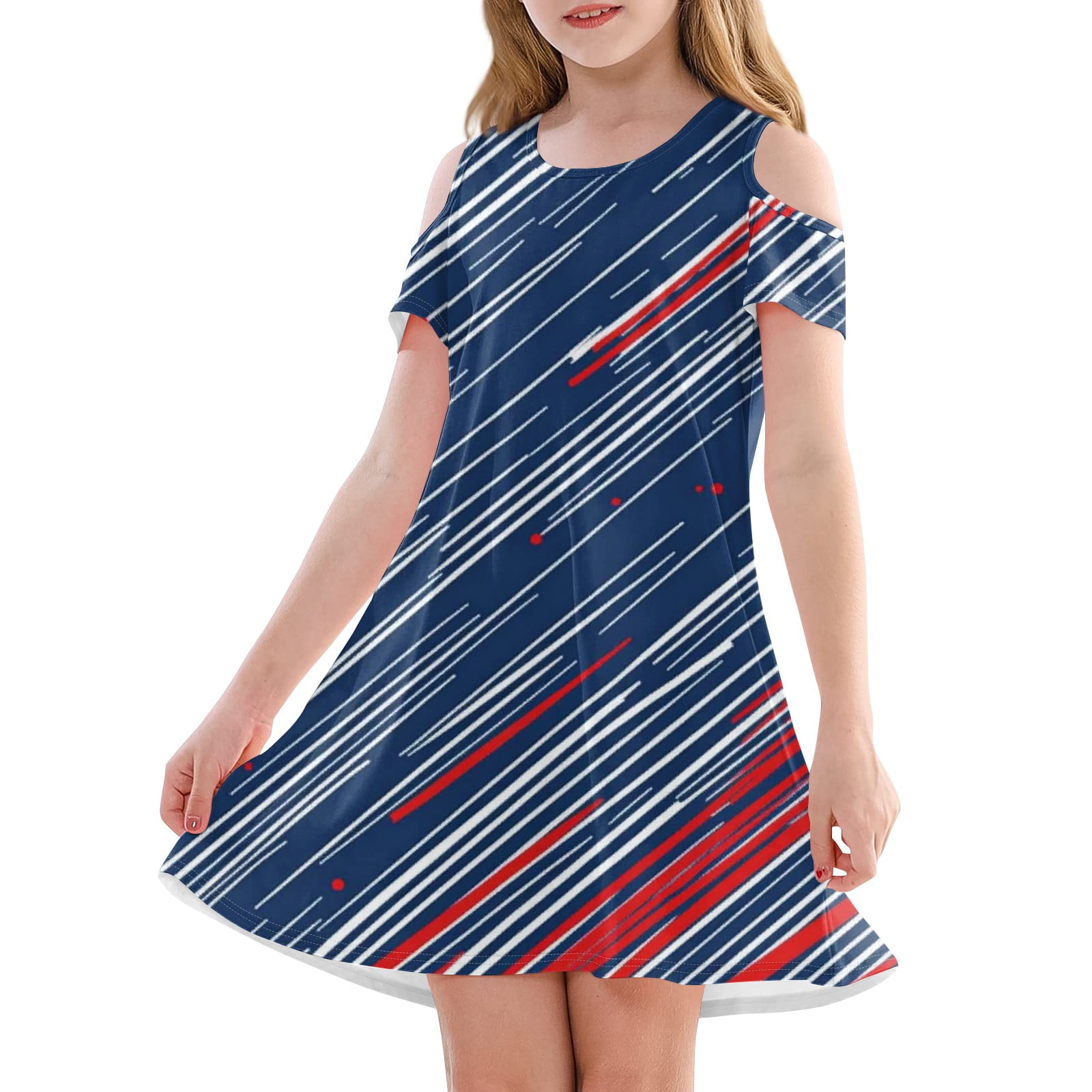 WULMLEO July 4th Girls Dresses 13-14 Years 1776 Patriotic Flowy Red ...