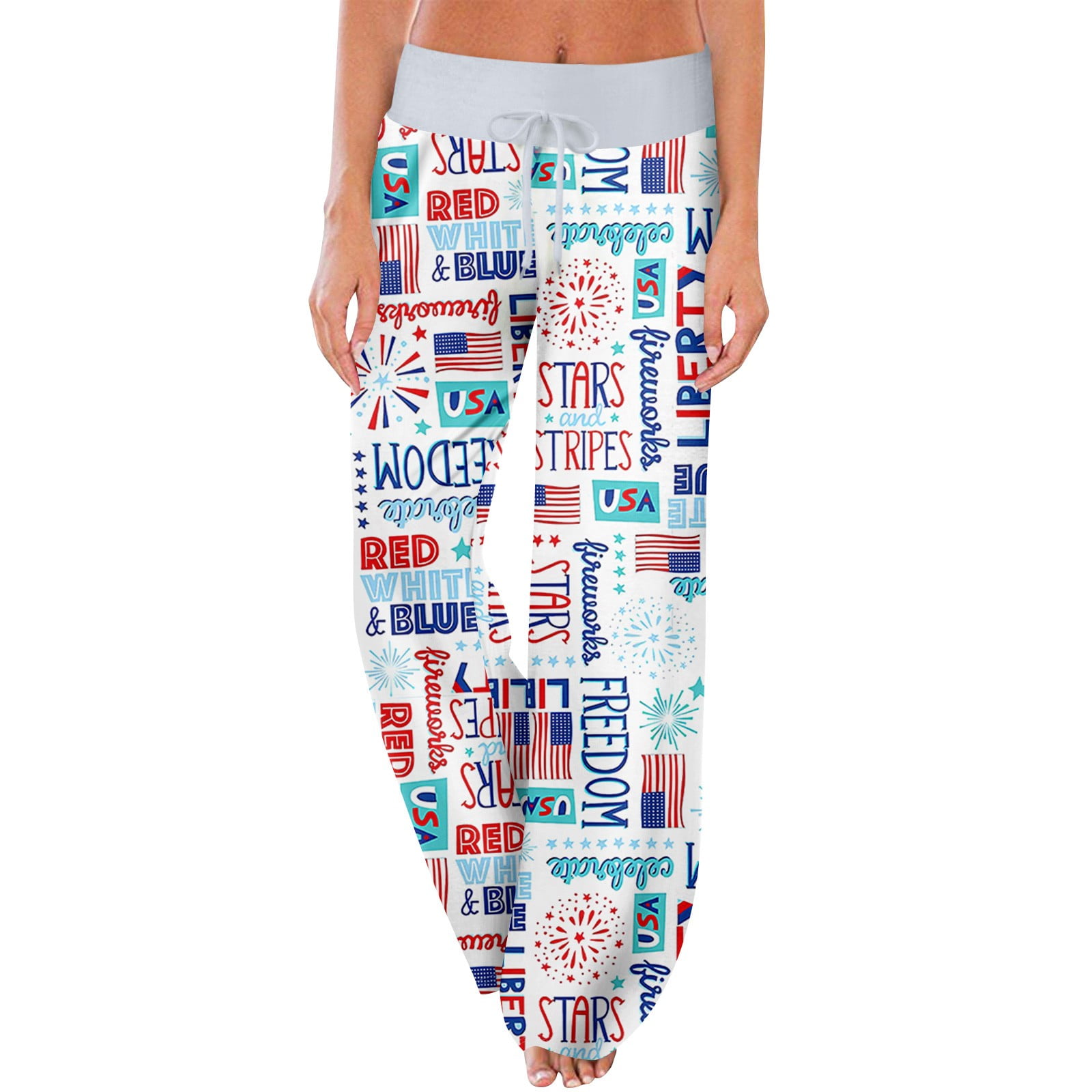WULMLEO July 4th Pajamas for Women Red White and Blue Drawing Plus Size ...