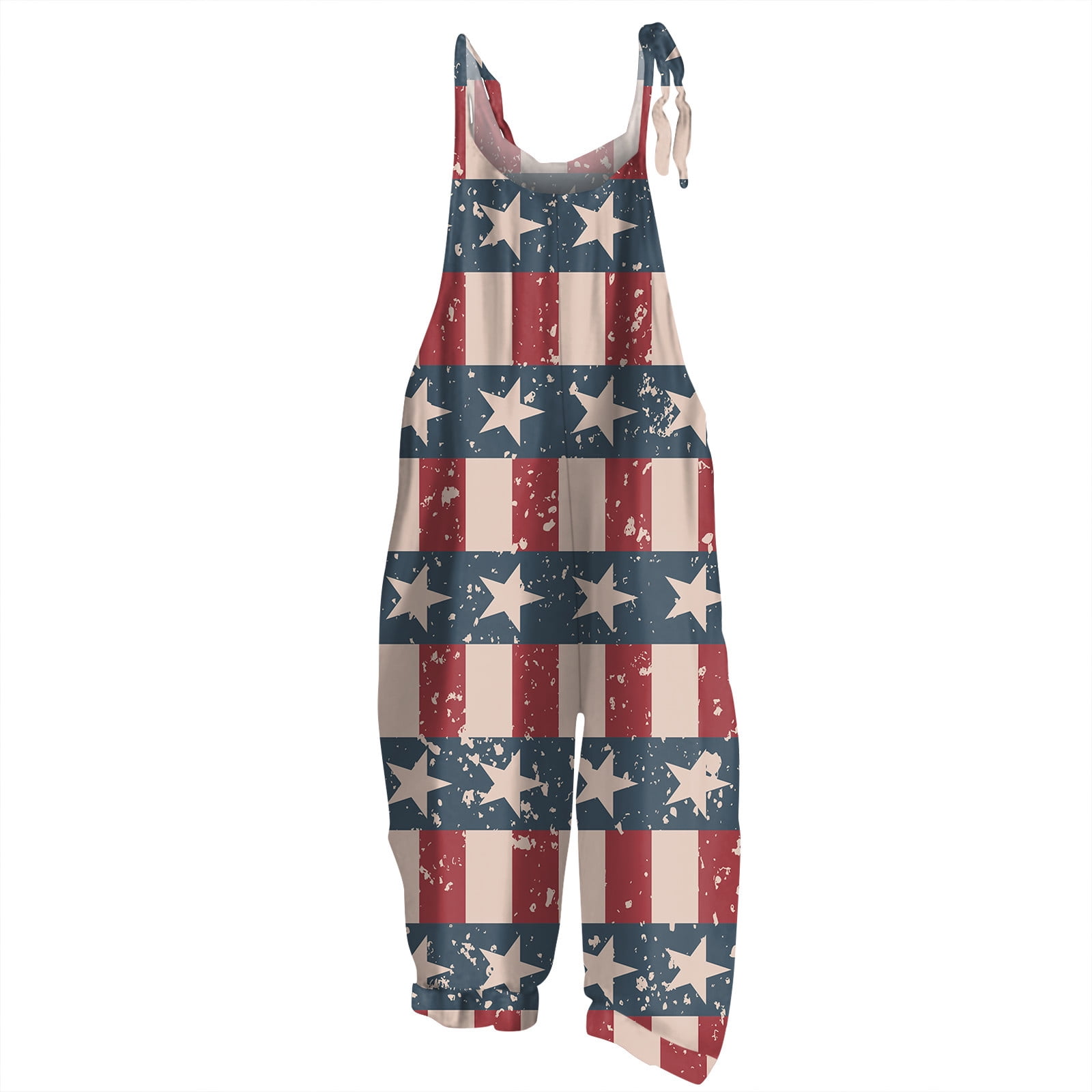 WULMLEO July 4th Romper for Women Plus Size Baggy Crew Neck Red White ...
