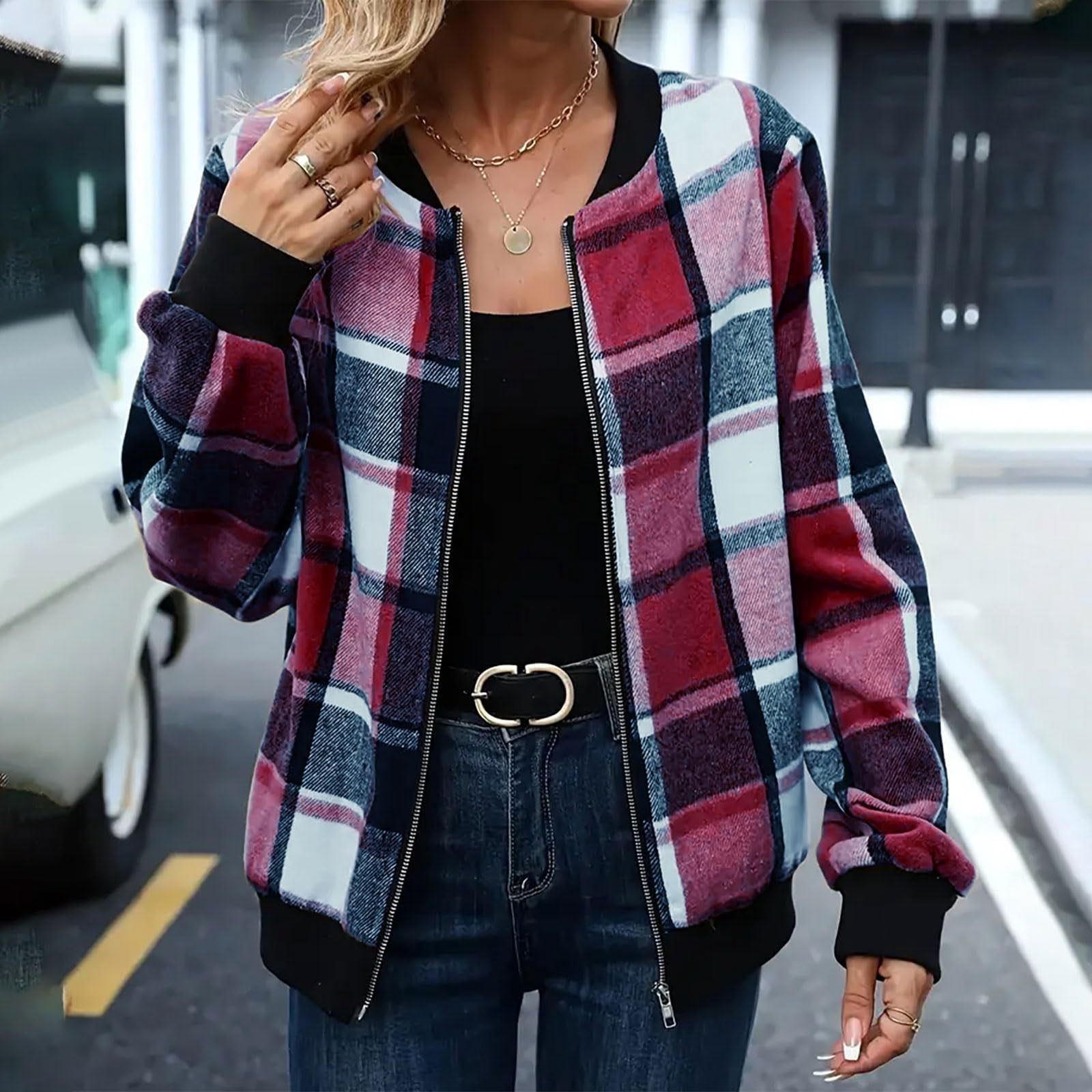 WULMLEO Shackets for Women 2025 Trendy, Plaid Flannel Zip Up Long ...