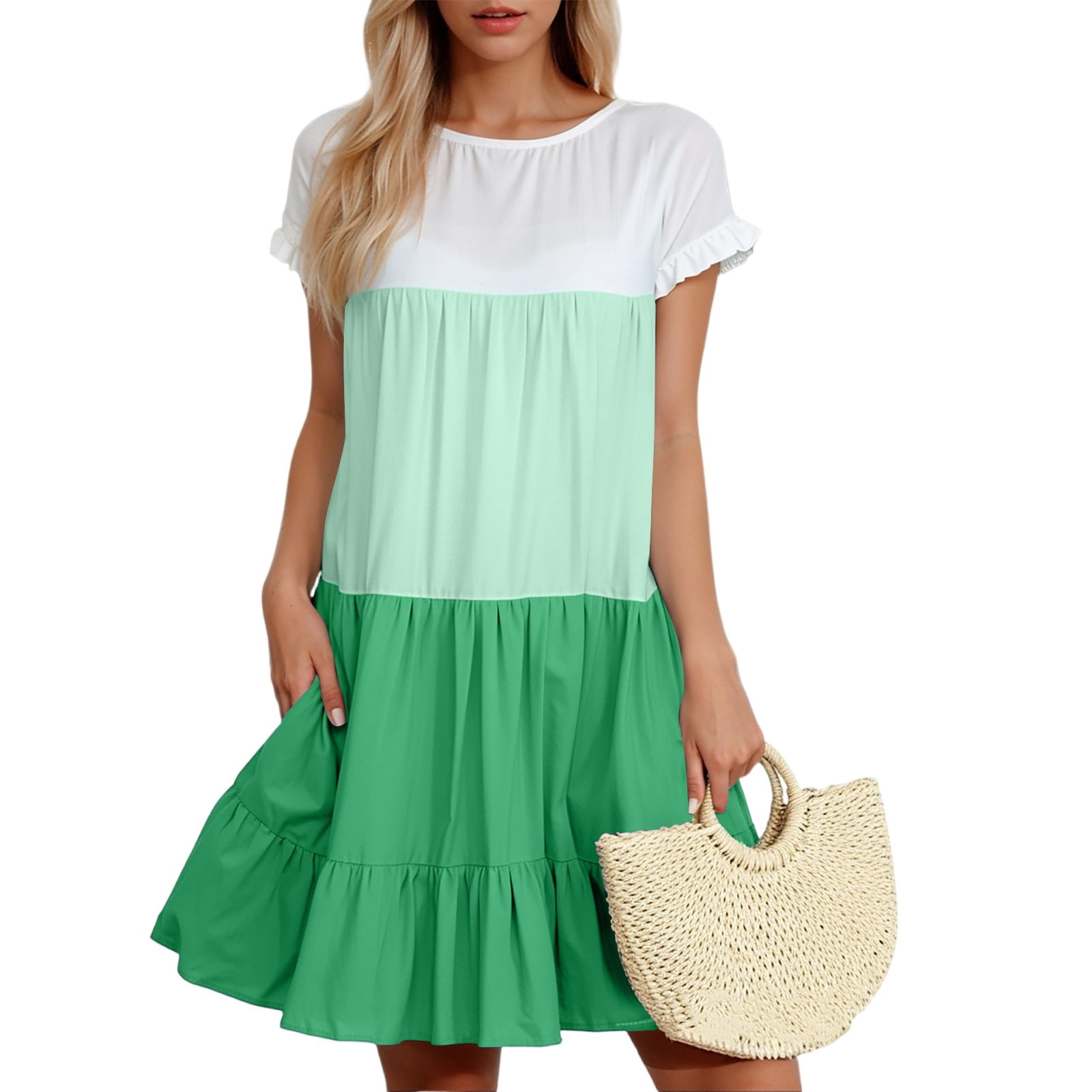 WULMLEO Sundresses for Women 2025 Tiered Flowy A Line Tshirt Dress ...