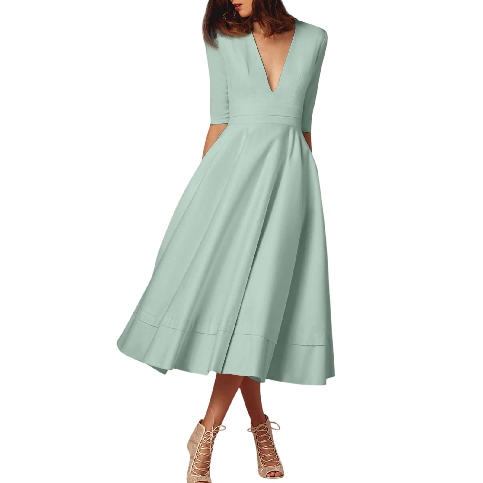 WULMLEO Tea Length Prom Dresses for Women Satin Elegant Formal Evening ...